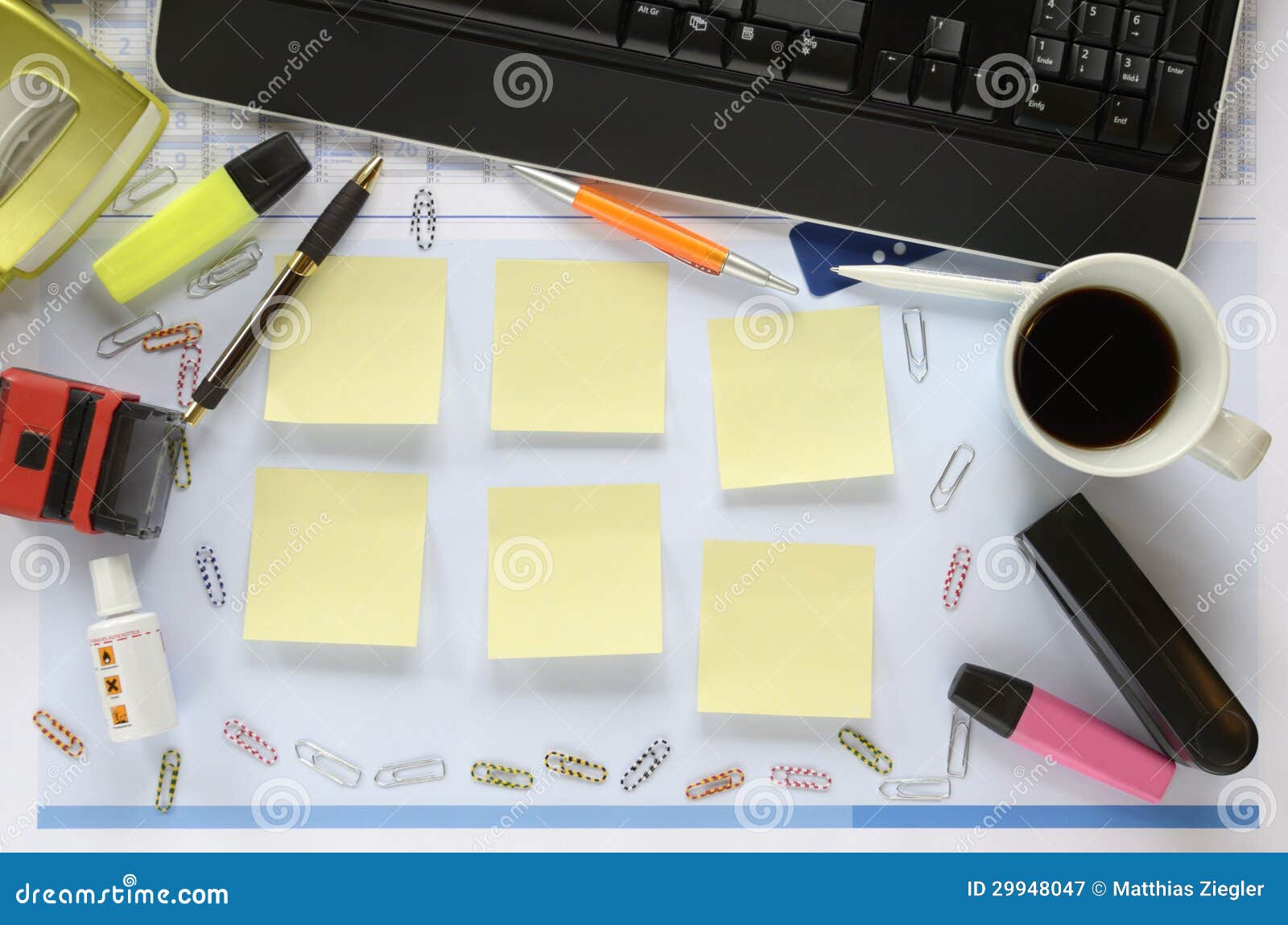 Chaotic Desk, Free Copy Space on Sticky Notes Stock Image - Image of ...