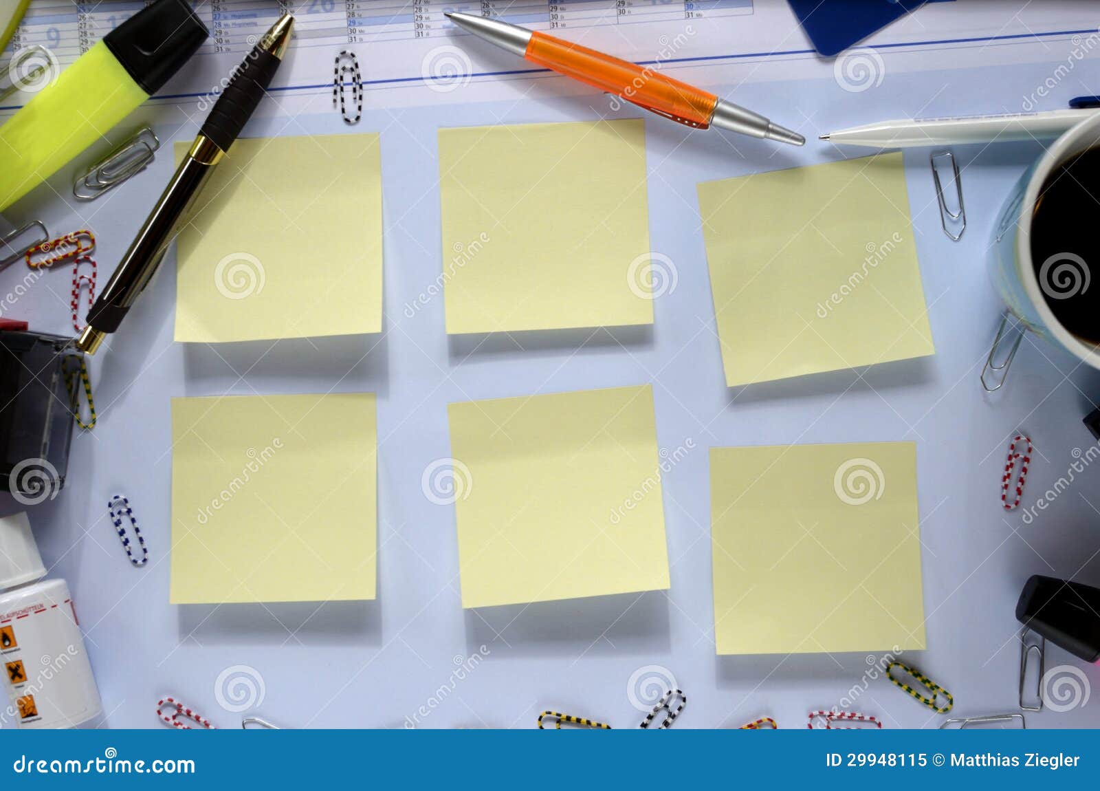 Chaotic Desk, Free Copy Space on Sticky Notes Stock Image - Image of ...
