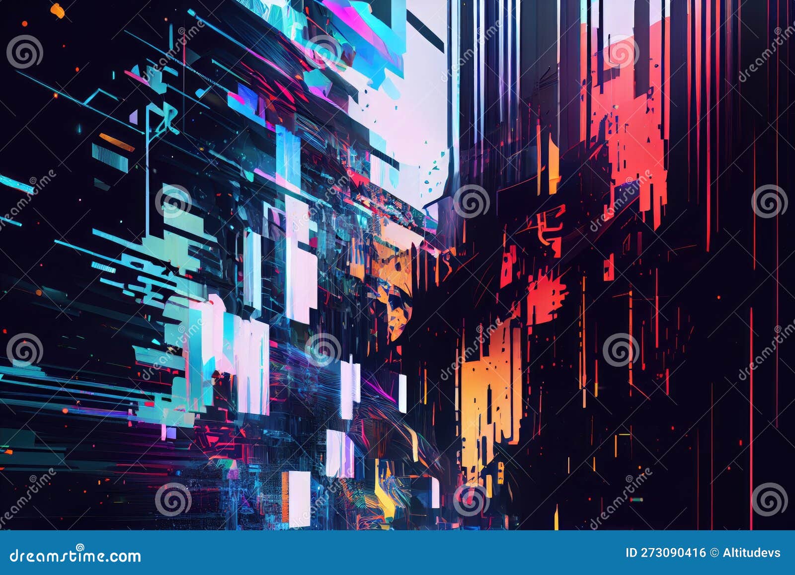 A Chaotic Digital Glitch Effect, with Layers of Distorted Images and ...