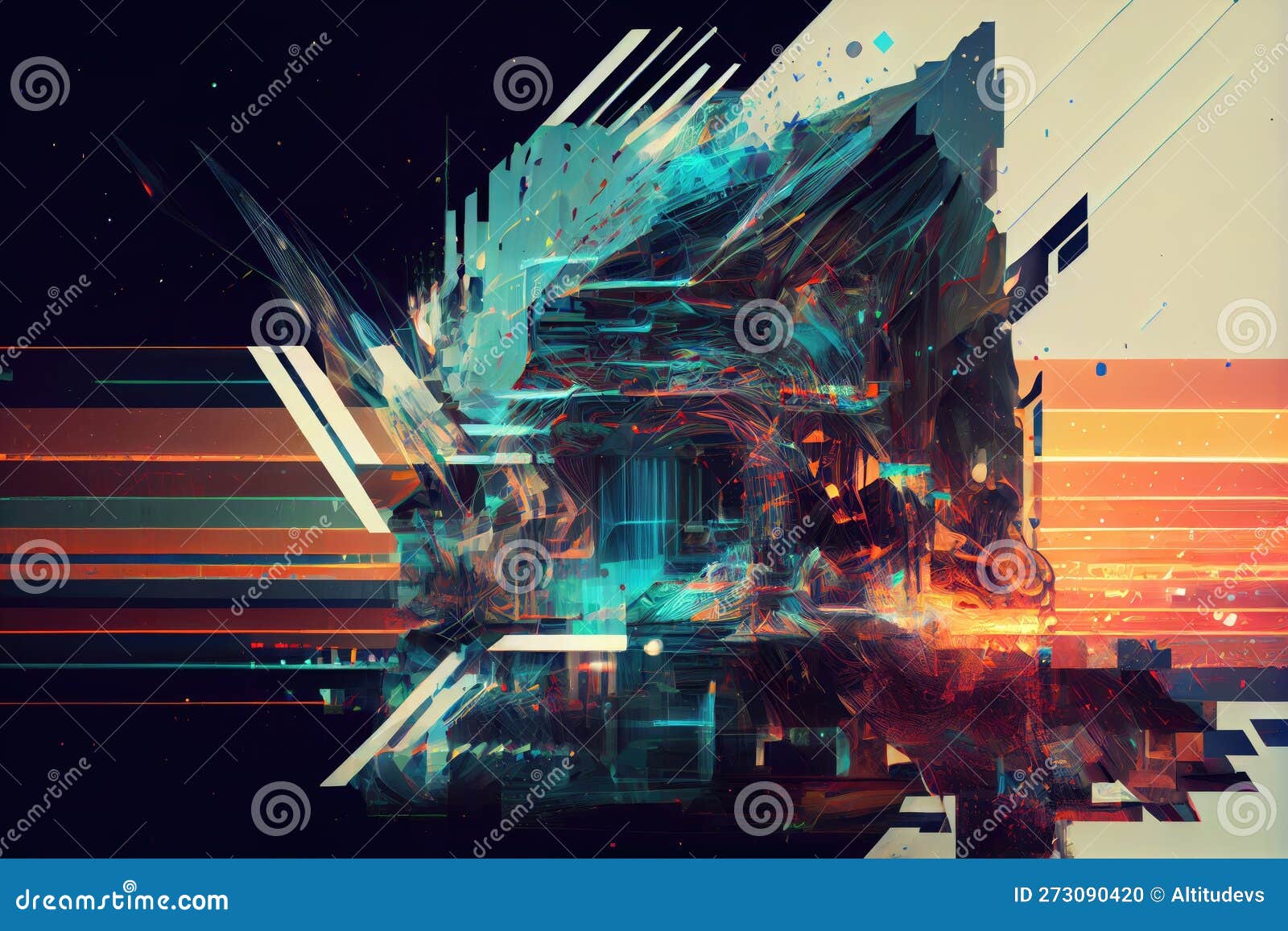 A Chaotic Digital Glitch Effect, with Layers of Distorted Images and ...