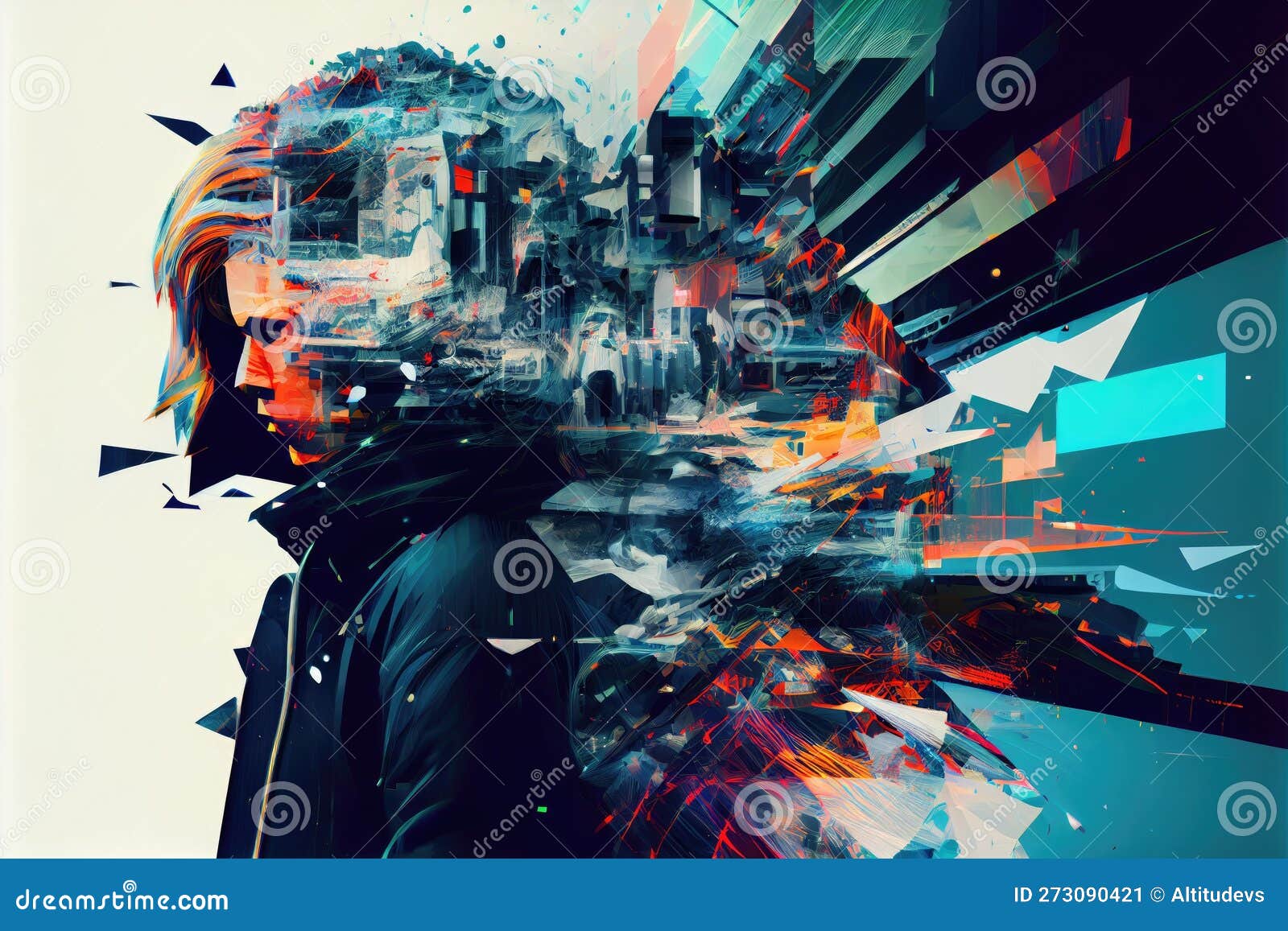 A Chaotic Digital Glitch Effect, with Layers of Distorted Images and ...