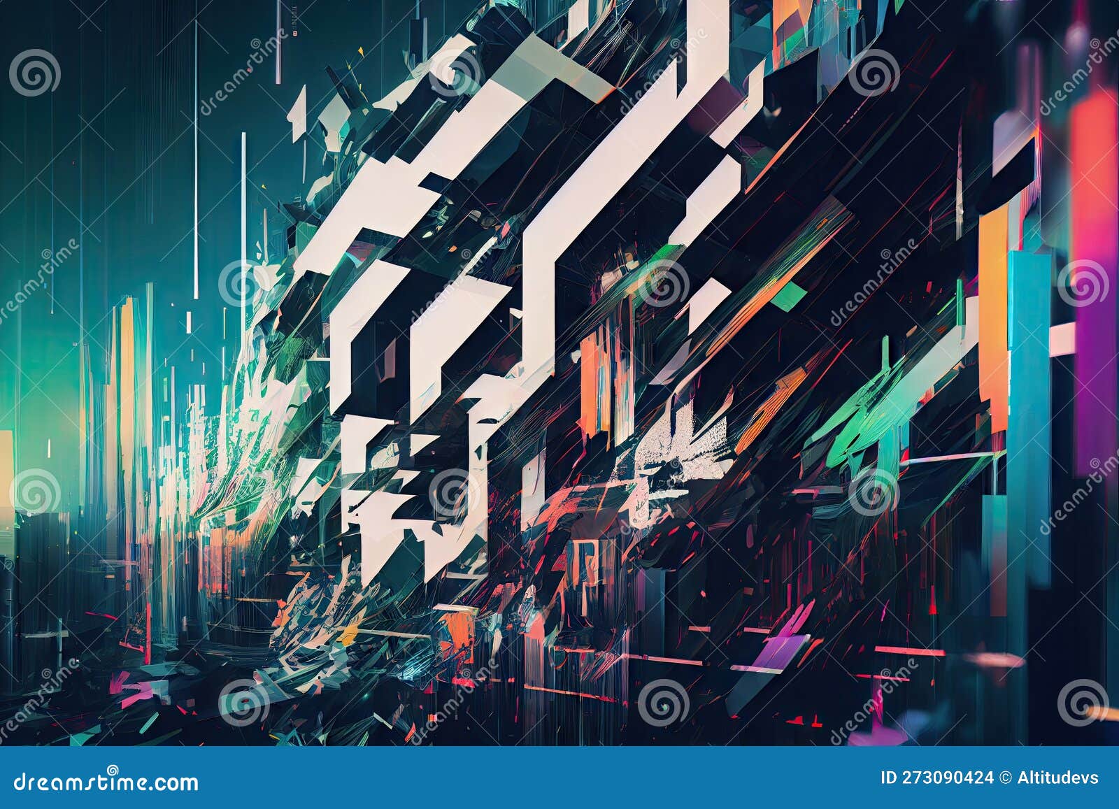 A Chaotic Digital Glitch Effect, with Layers of Distorted Images and ...