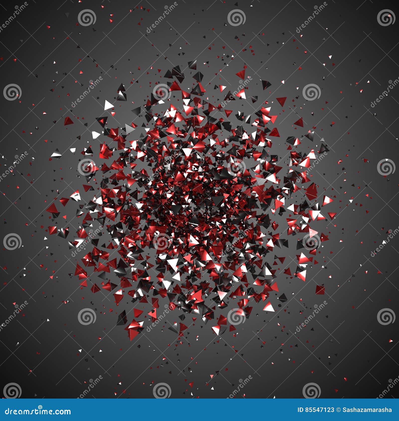 Chaotic Explosion Flying of Red Black Triangle Particles. Abstract ...