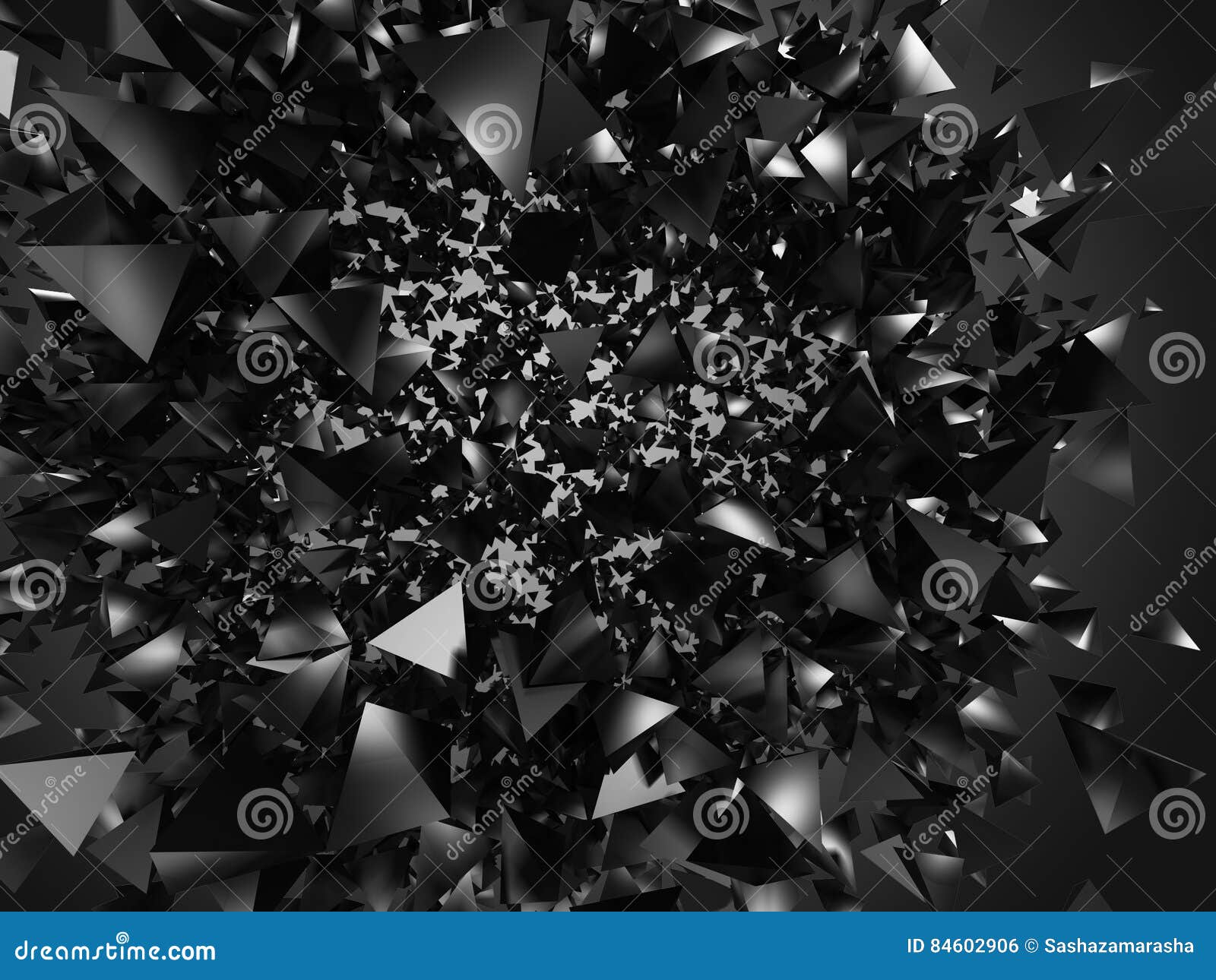 Chaotic Explosion Flying Of Silver Dark Triangle Particles. Abstract ...