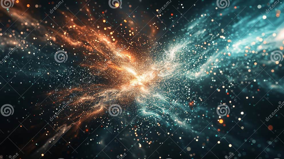 A Chaotic Explosion of Stars and Dark Matter Particles Colliding Stock ...