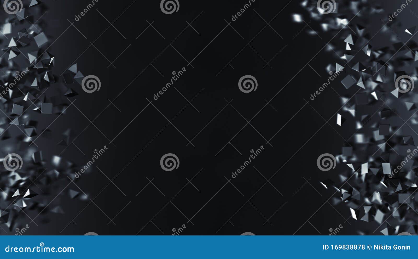 Chaotic Flying Balck Shapes on Borders of Frame 3D Rendering Stock ...