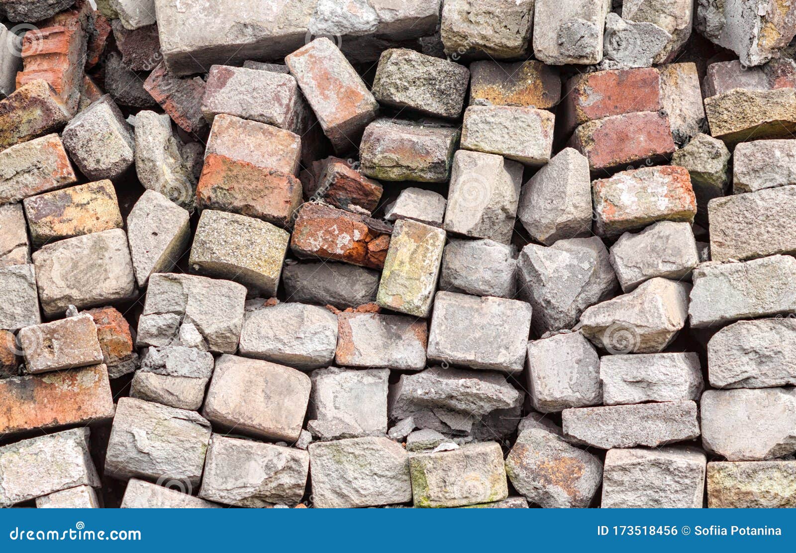 Chaotic Heap of Old Stone Brick Close Up Stock Photo - Image of rough ...