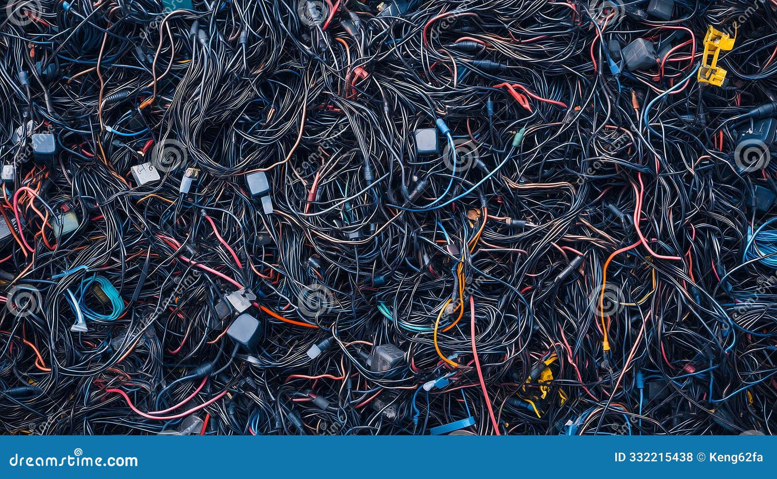 A Chaotic Jumble of Various Electrical Cables and Wires Tangled ...