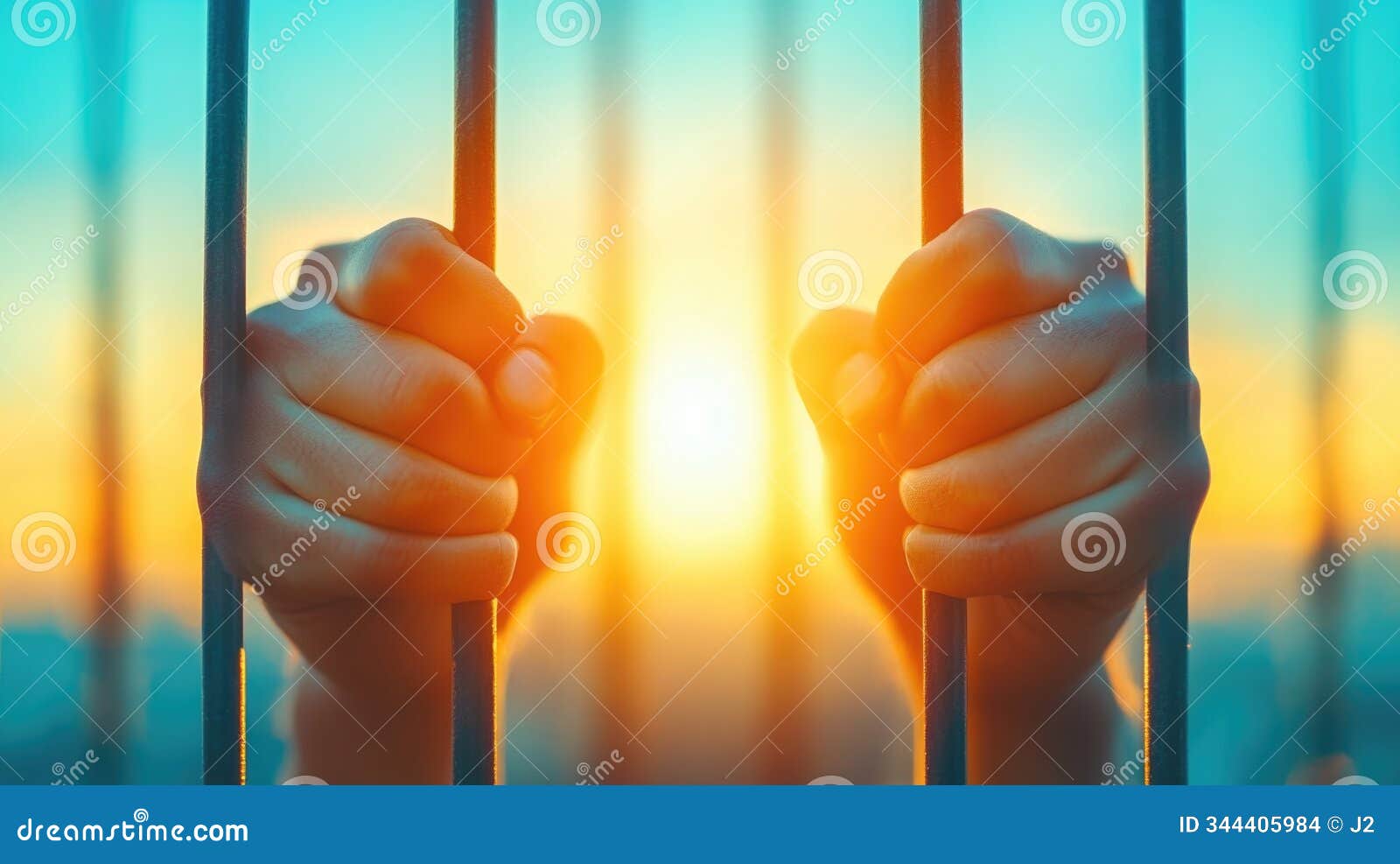 Chaotic Justice and Corruption Concept with Hands Grasping Prison Bars ...