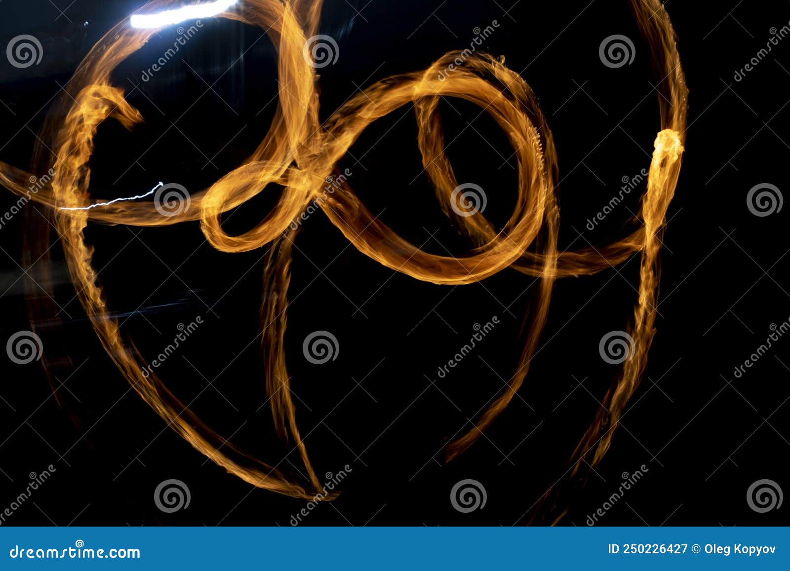 Chaotic Lines of Fire in Dark. Movement of Flames on Black Background ...