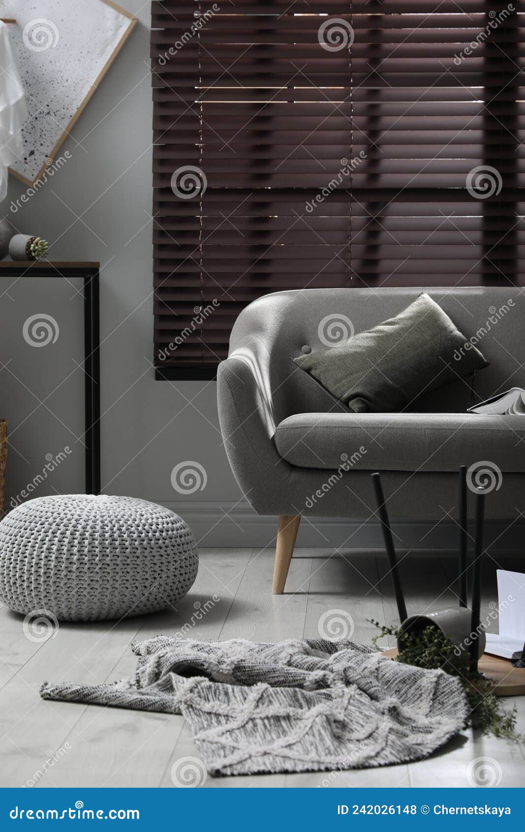 Chaotic Living Room Interior after Strong Earthquake Stock Photo ...