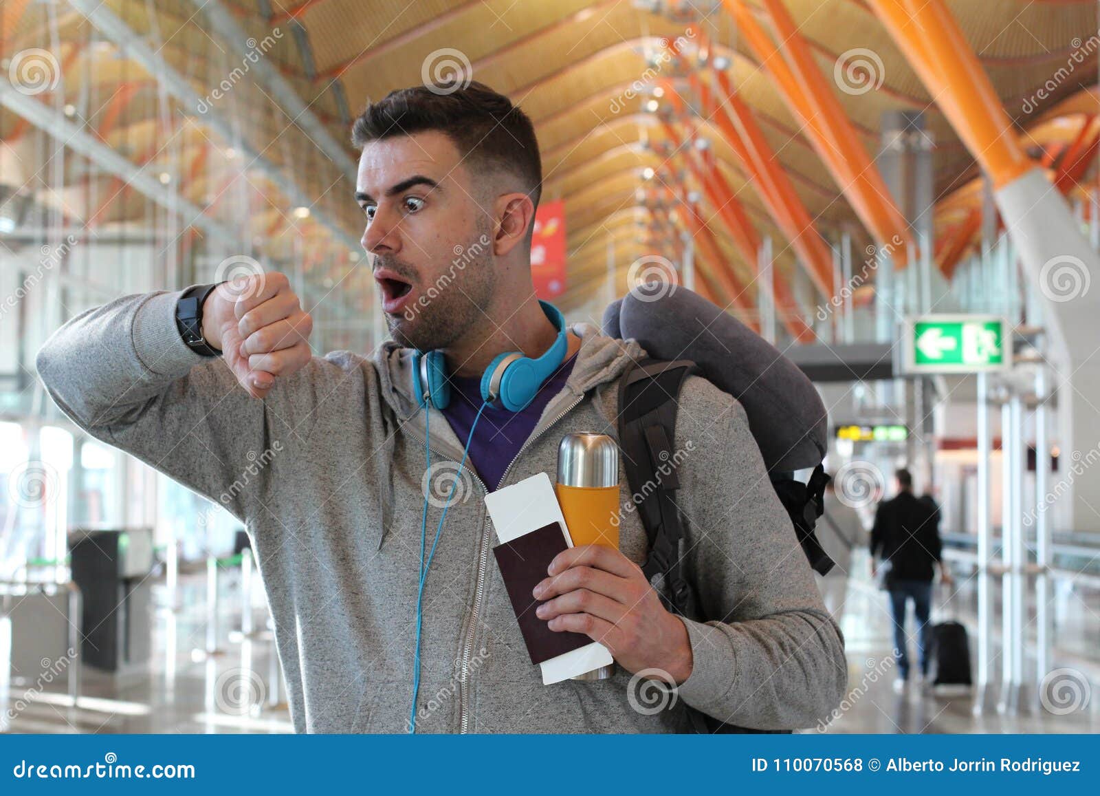 Chaotic Man Arriving really Late Stock Photo - Image of plane, male ...