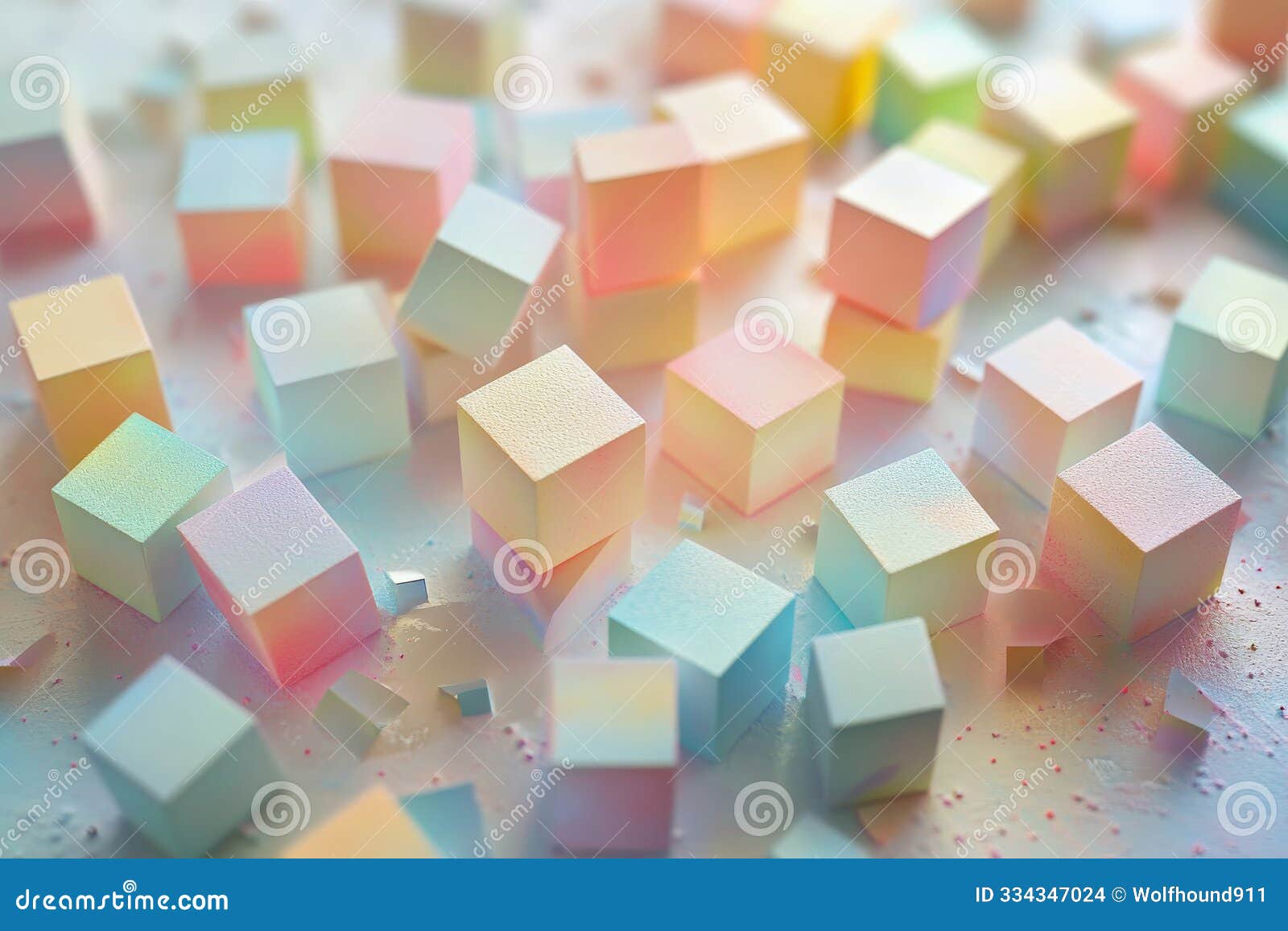 A Chaotic Mix of Pastel-colored Cubes, Resting on a Light, Textured ...
