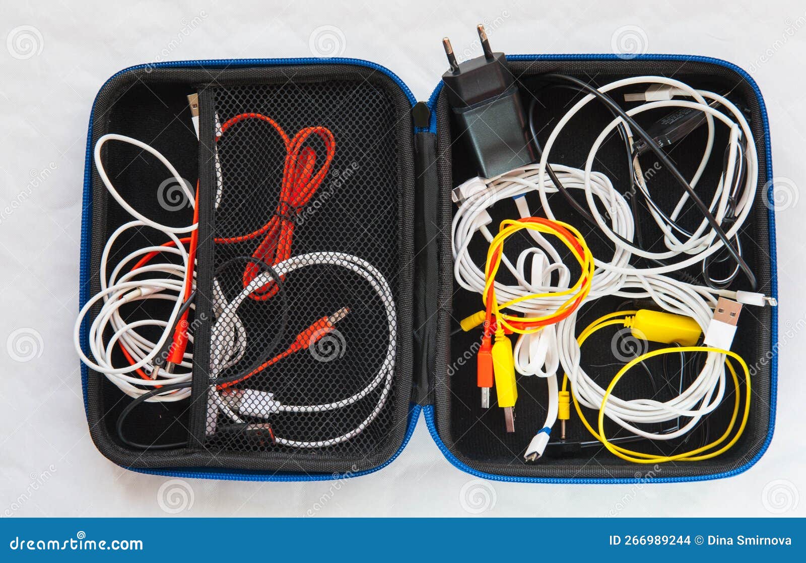 Chaotic Mixed Cables, Wire Nodes in a Black Box. Yellow, Orange, White ...