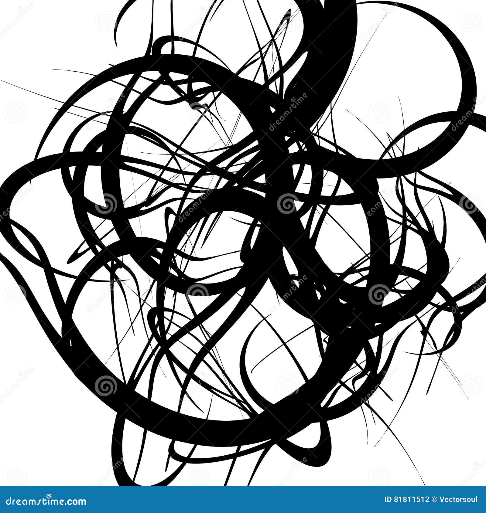 Chaotic Random Curved Lines. Abstract Artistic Pattern, Background ...