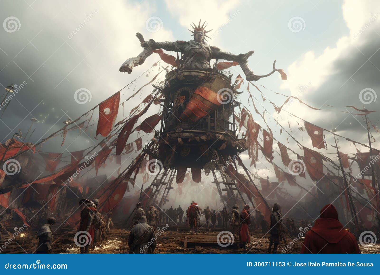 Chaotic Realm of a Postapocalyptic Circus with Stock Illustration ...