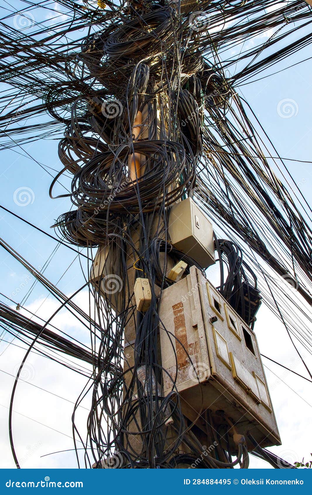 A Chaotic Scene of Tangled Electrical Wires Showcasing the Complexities ...
