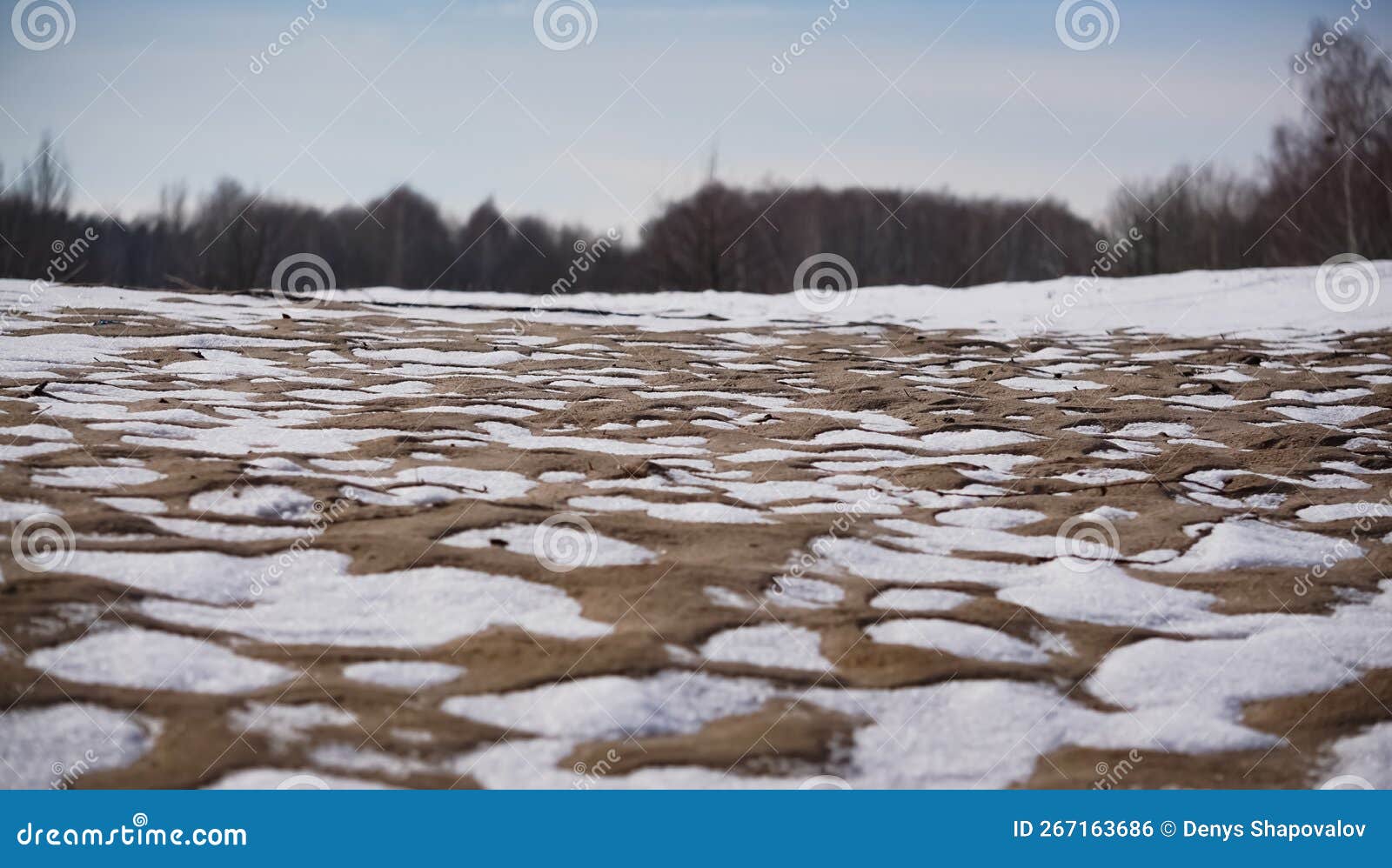 Chaotic Snow Spots on the Beach in Winter Stock Photo - Image of ...