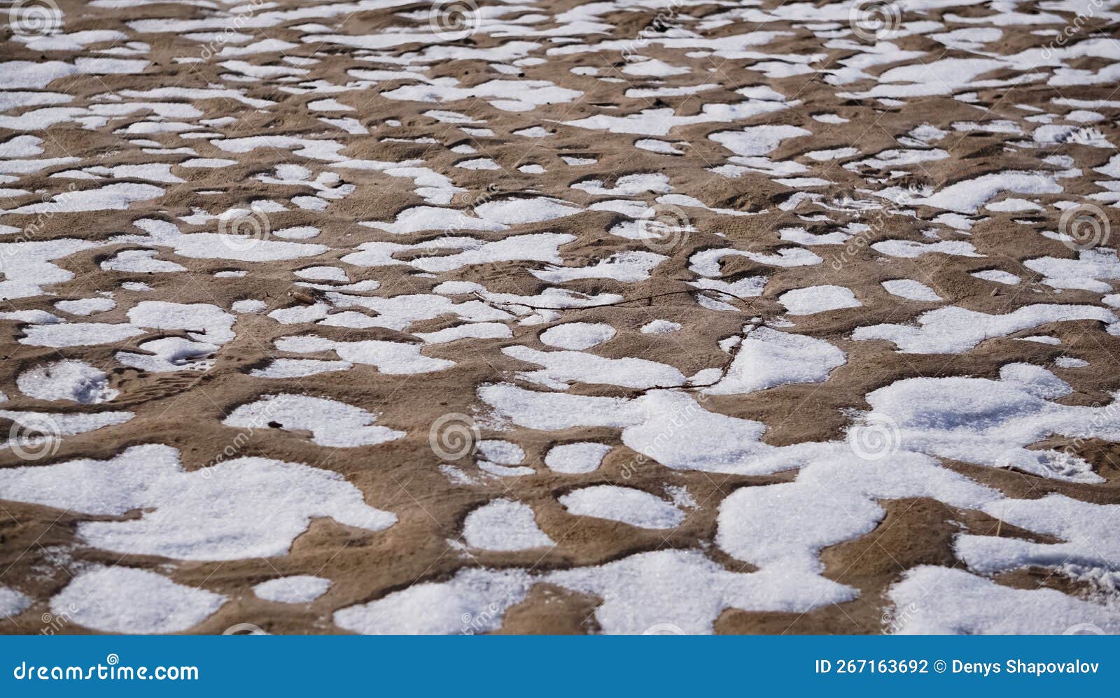 Chaotic Snow Spots on the Beach in Winter Stock Photo - Image of ...