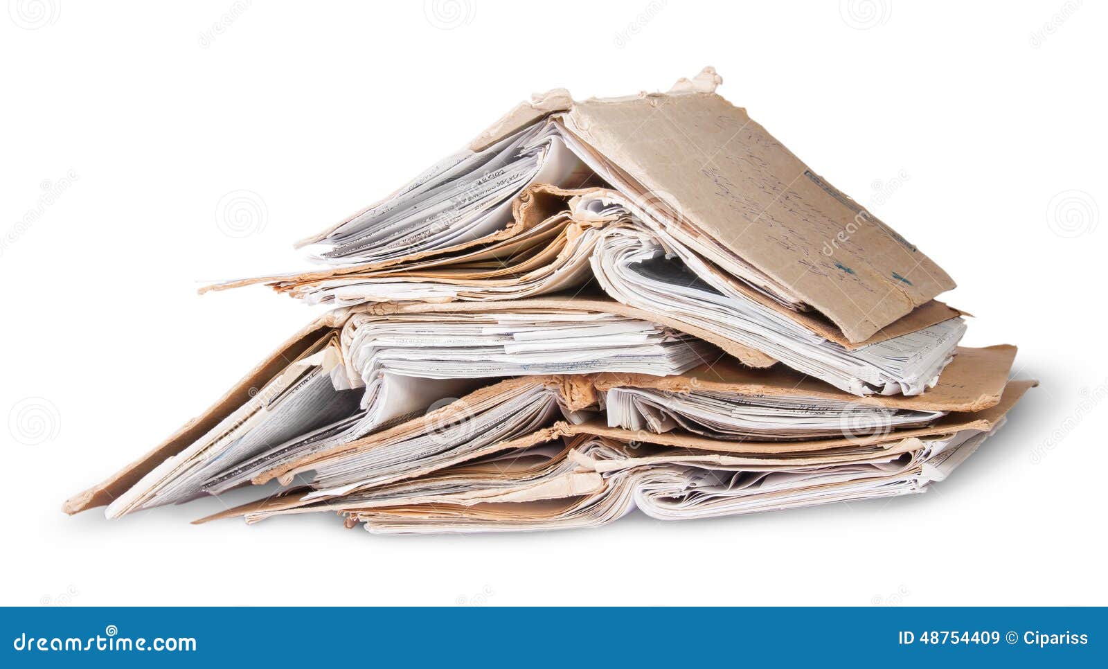 Chaotic Stacked and One Open Old Files Rotated Stock Image - Image of ...