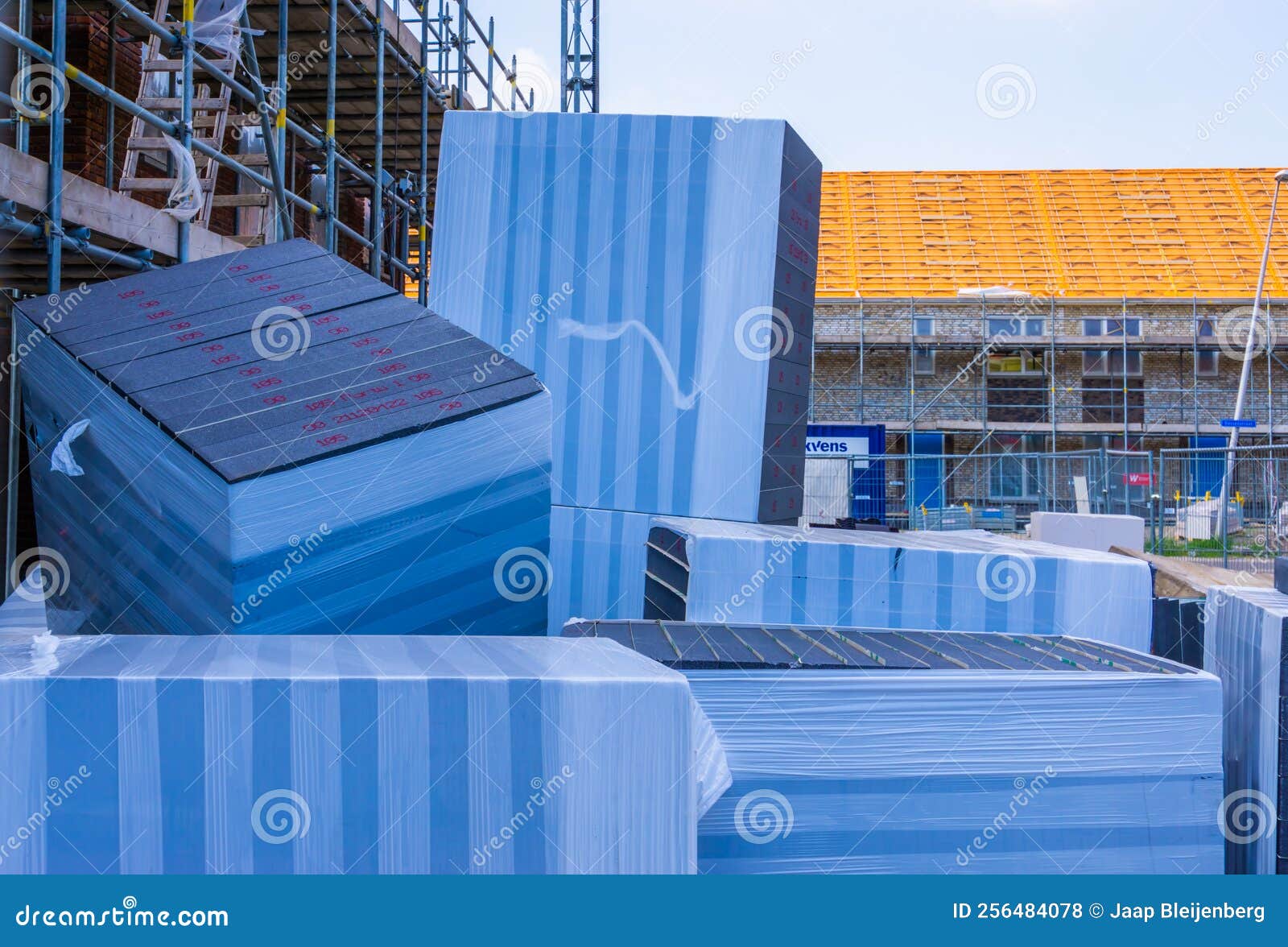 Chaotic Stacked Pallets with Building Materials at a Construction Site ...