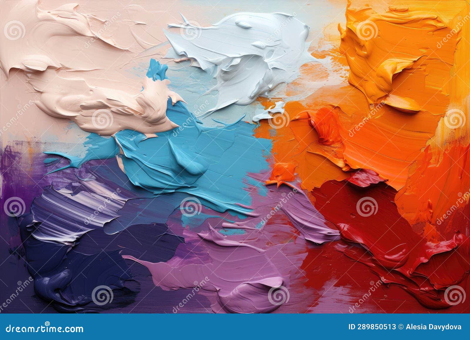 Chaotic Strokes of Oil Paint of Different Colors on White Paper ...