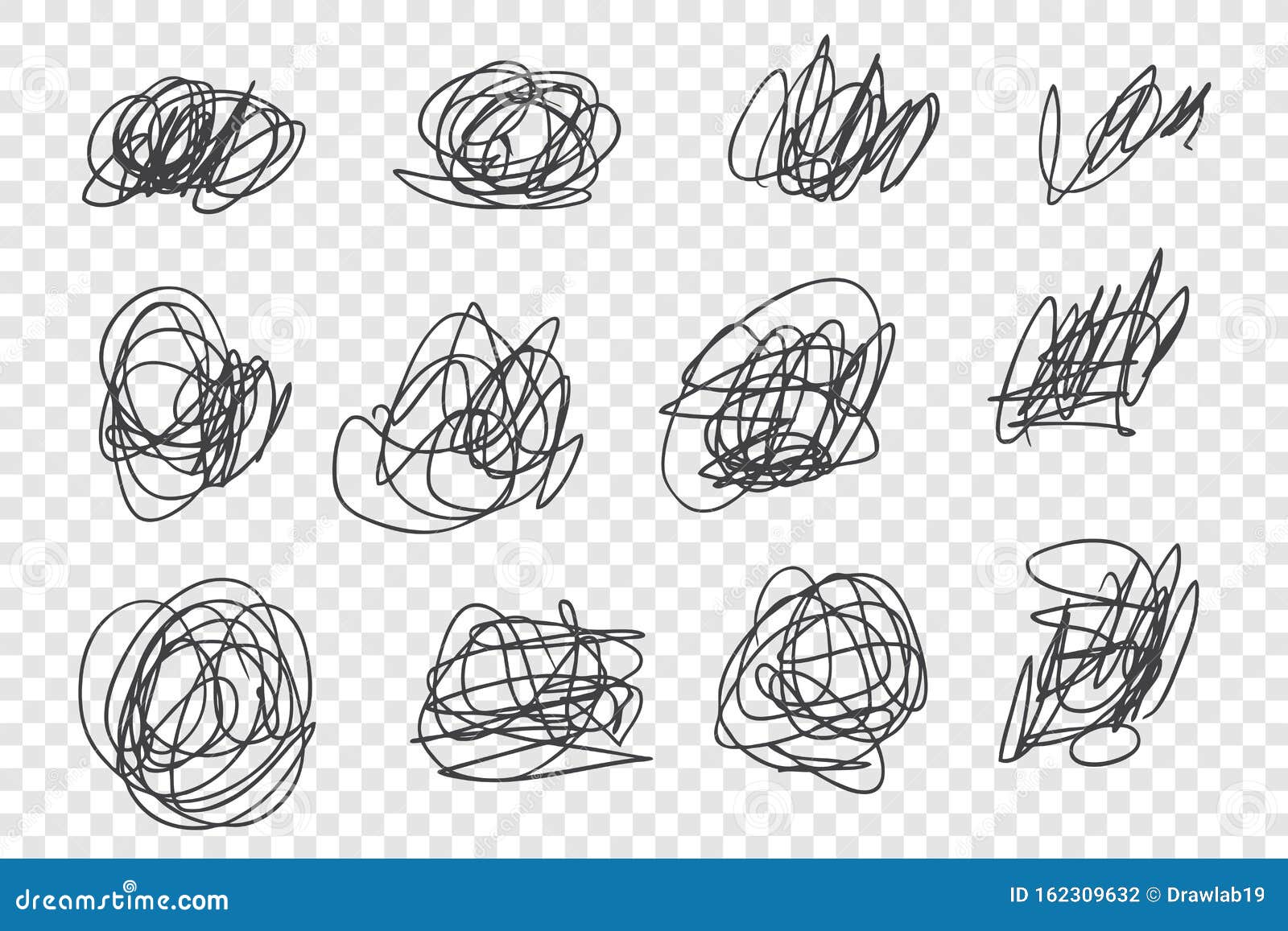 Chaotic Tangled Scrawls Vector Illustrations Set Stock Vector ...