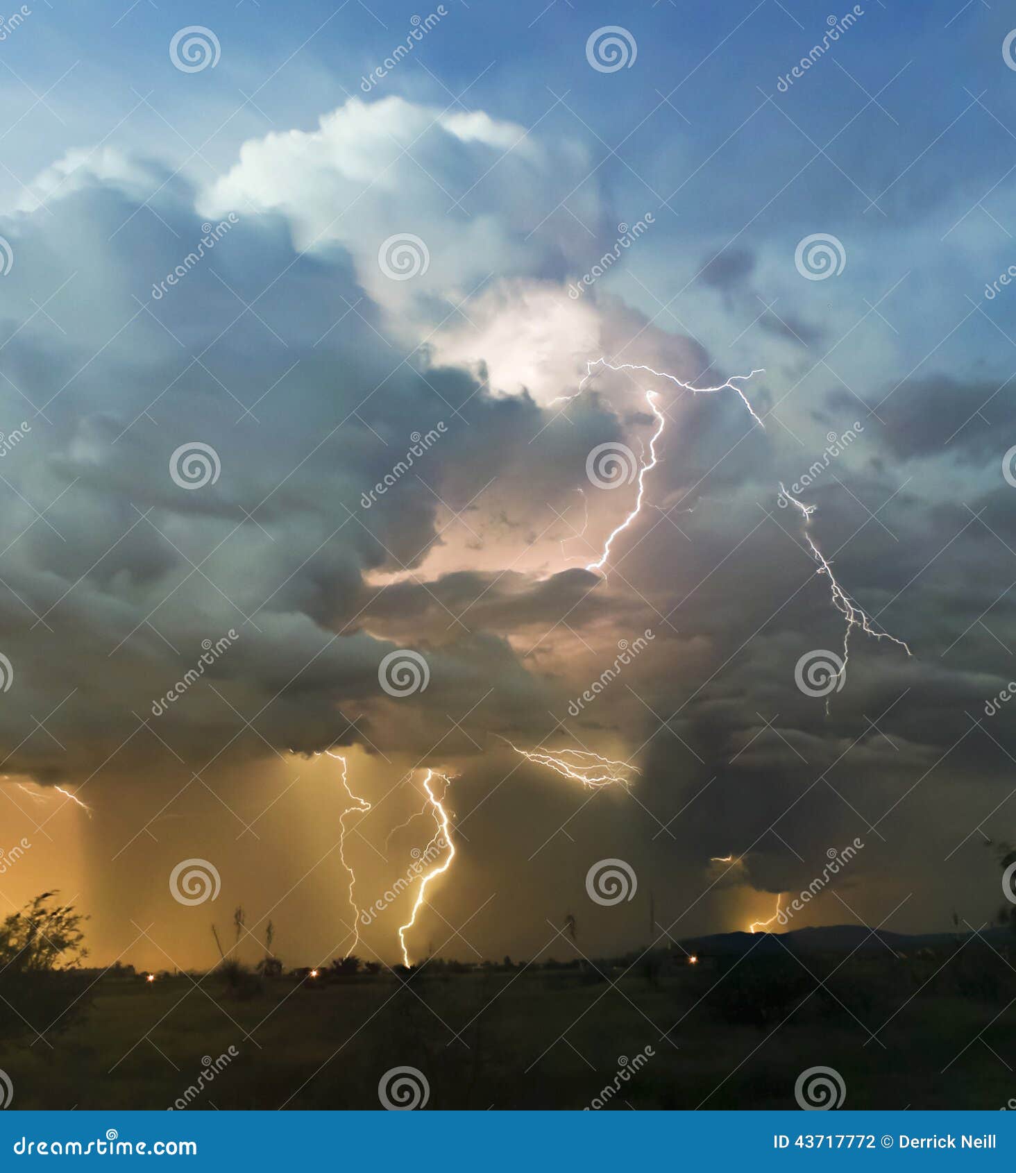 A Chaotic Thundercloud with Lightning Strikes within Stock Photo ...