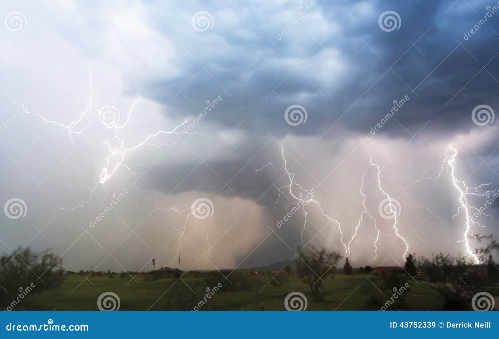 A Chaotic Thunderstorm with Lightning Strikes within Stock Image ...