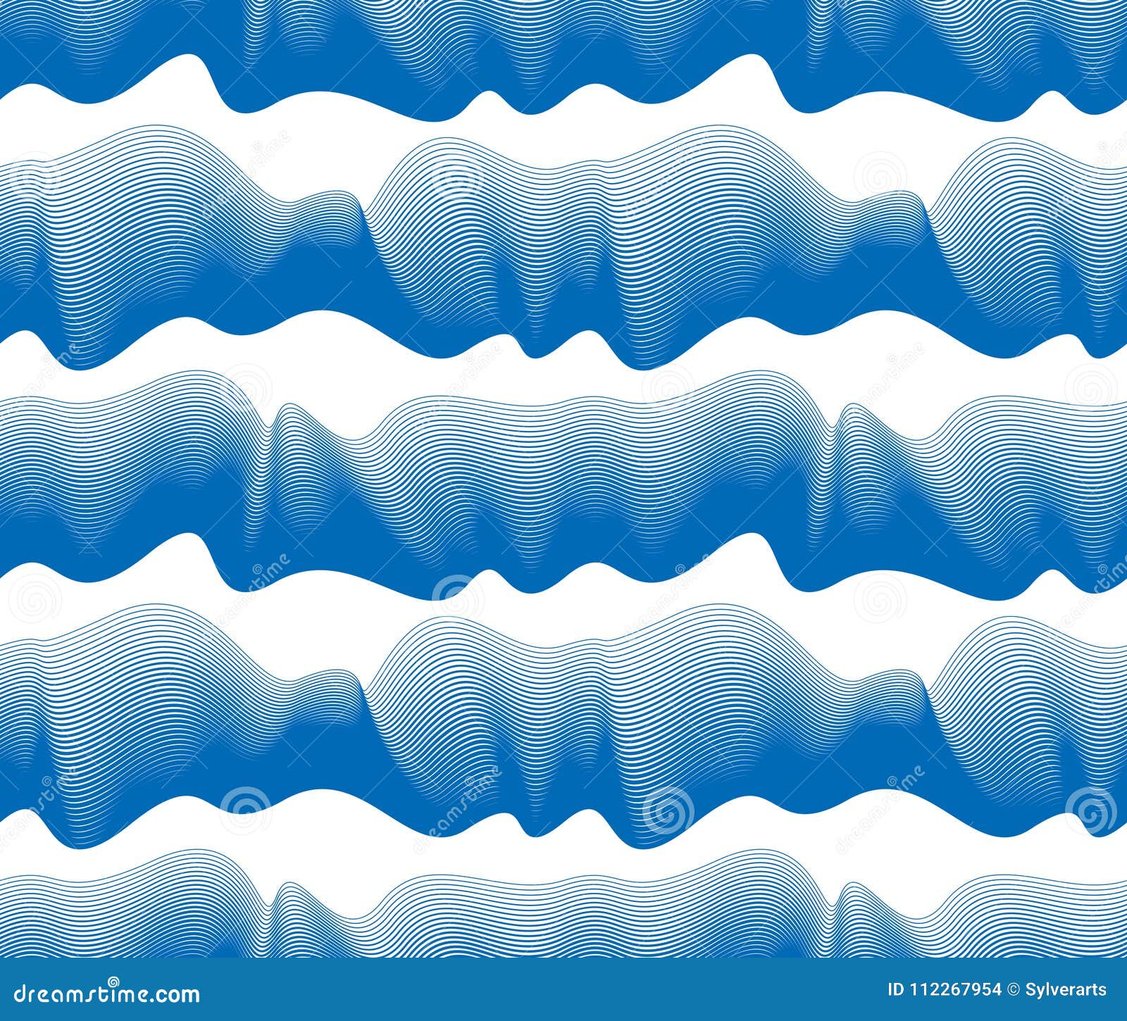 Chaotic Waves Seamless Pattern Vector Curve Lines Abstract Repeat