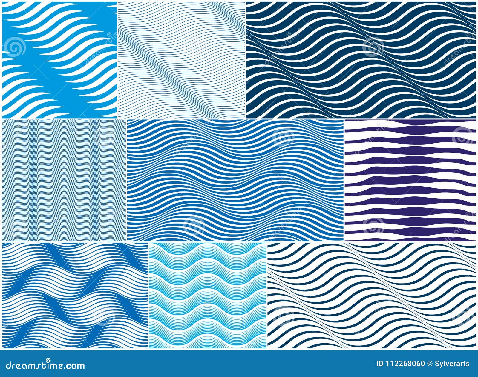 Chaotic Waves Seamless Pattern Vector Curve Lines Abstract Repeat