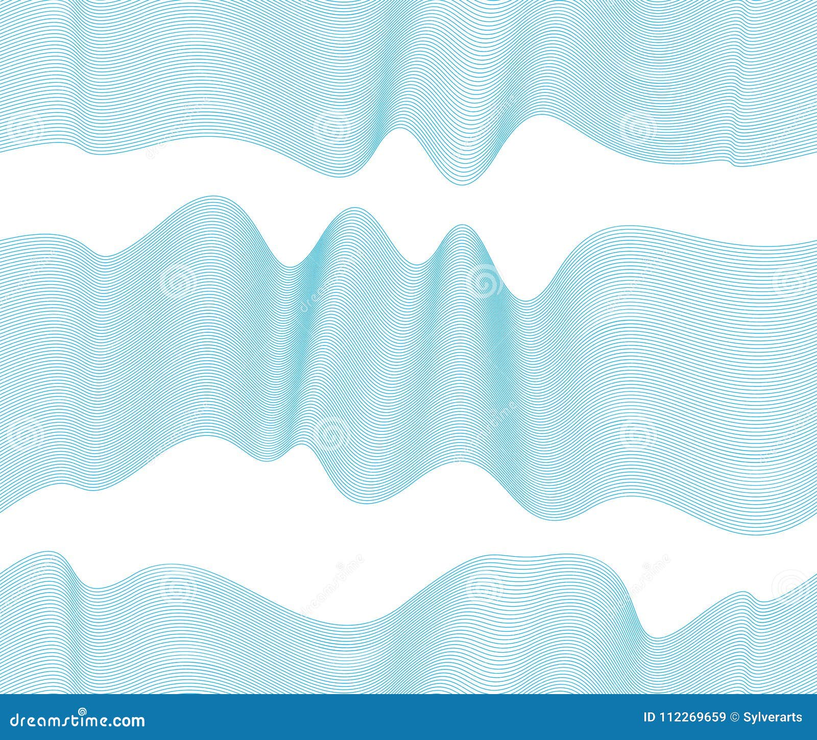 Chaotic Waves Seamless Pattern Vector Curve Lines Abstract Repeat Tiling Background Blue Color