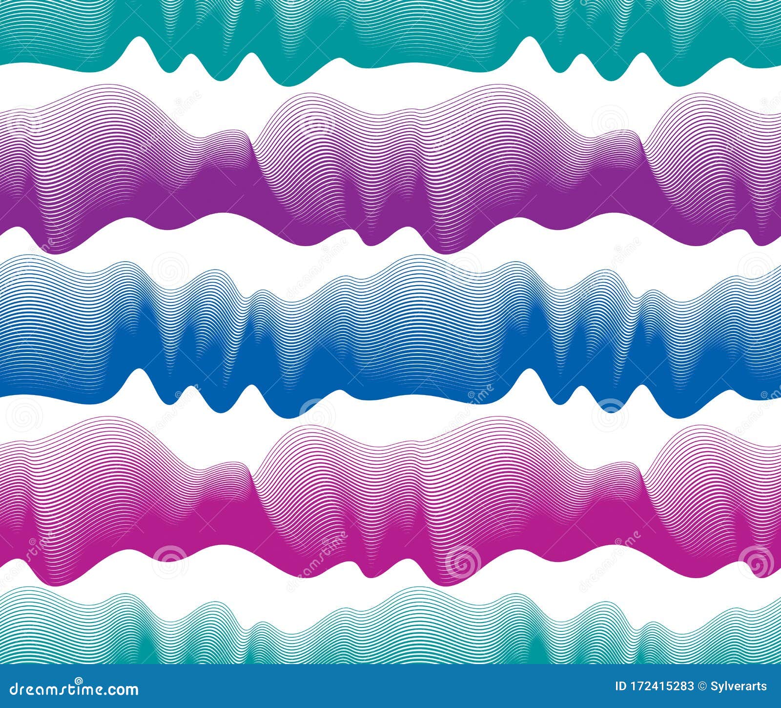 Chaotic Waves Seamless Pattern, Vector Curve Lines Abstract Repeat ...