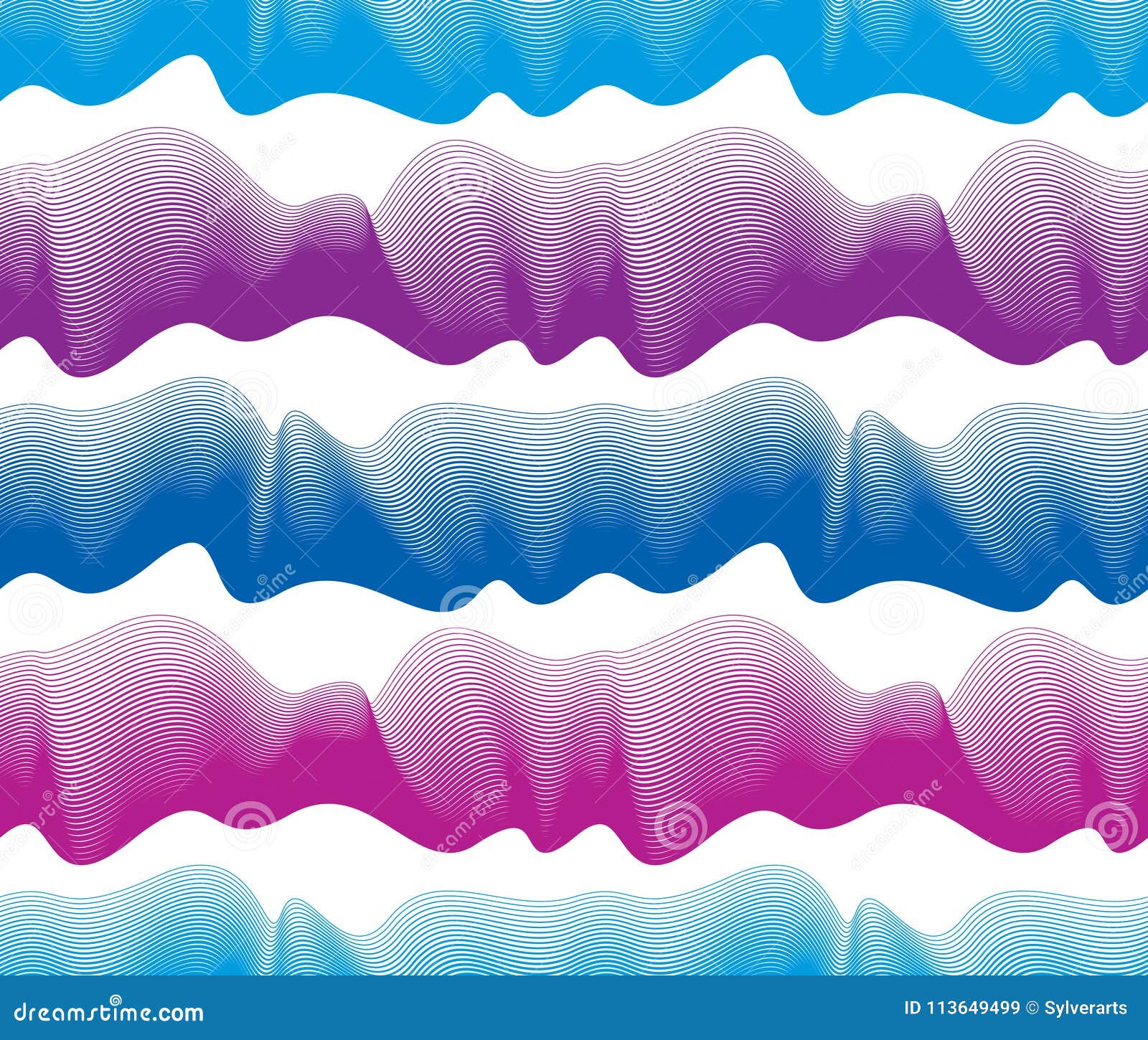 Chaotic Waves Seamless Pattern, Vector Curve Lines Abstract Repeat ...
