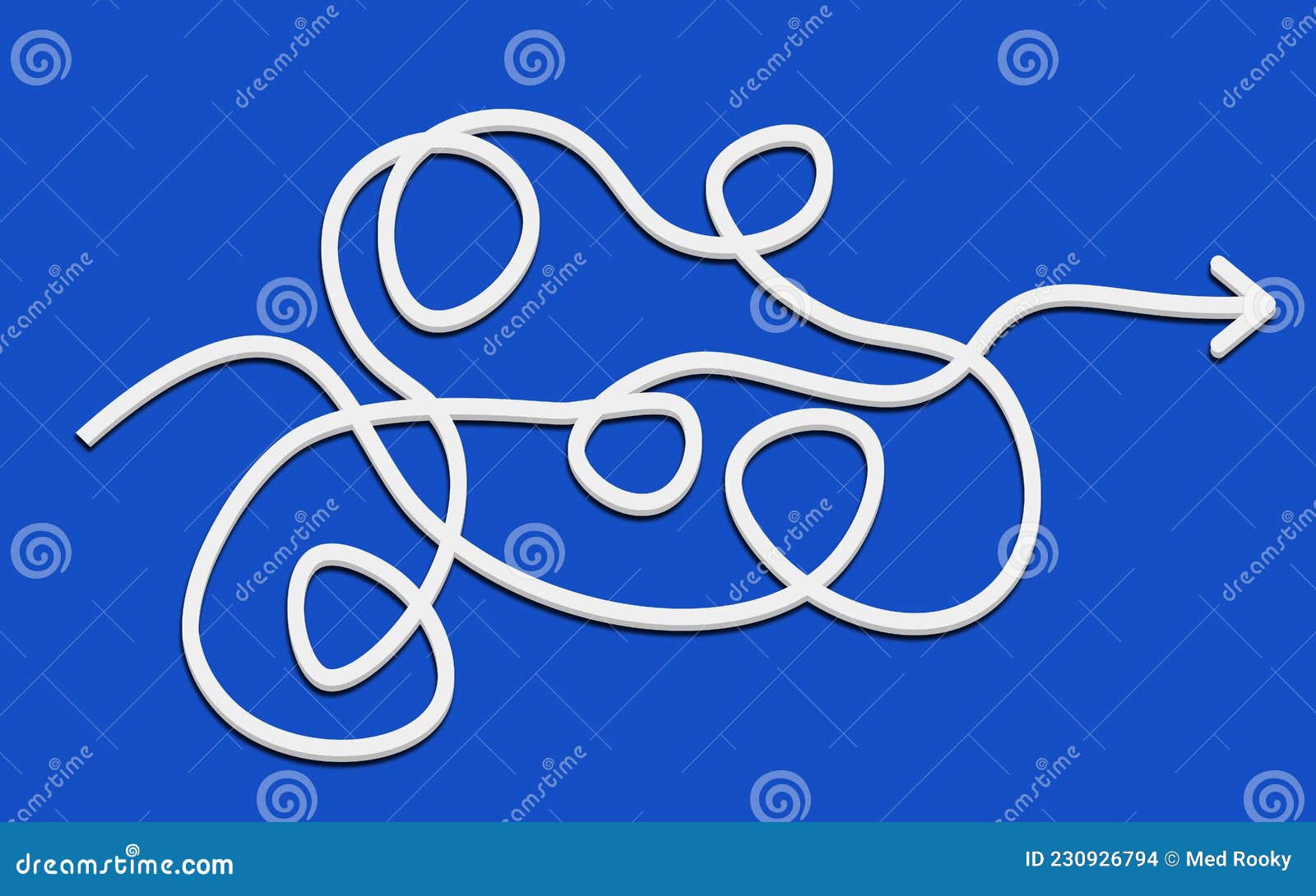 Chaotic Way Concept. Complicated Messy Line on Blue Background Stock ...