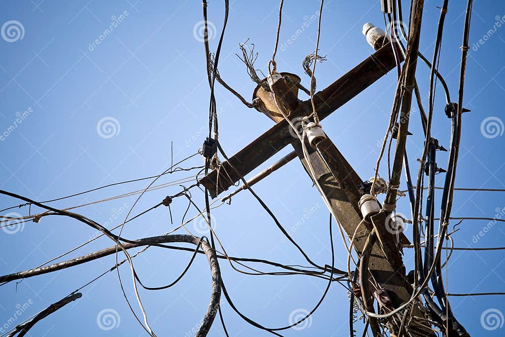 Chaotic Wiring on an Electric Pillar Stock Image - Image of ...