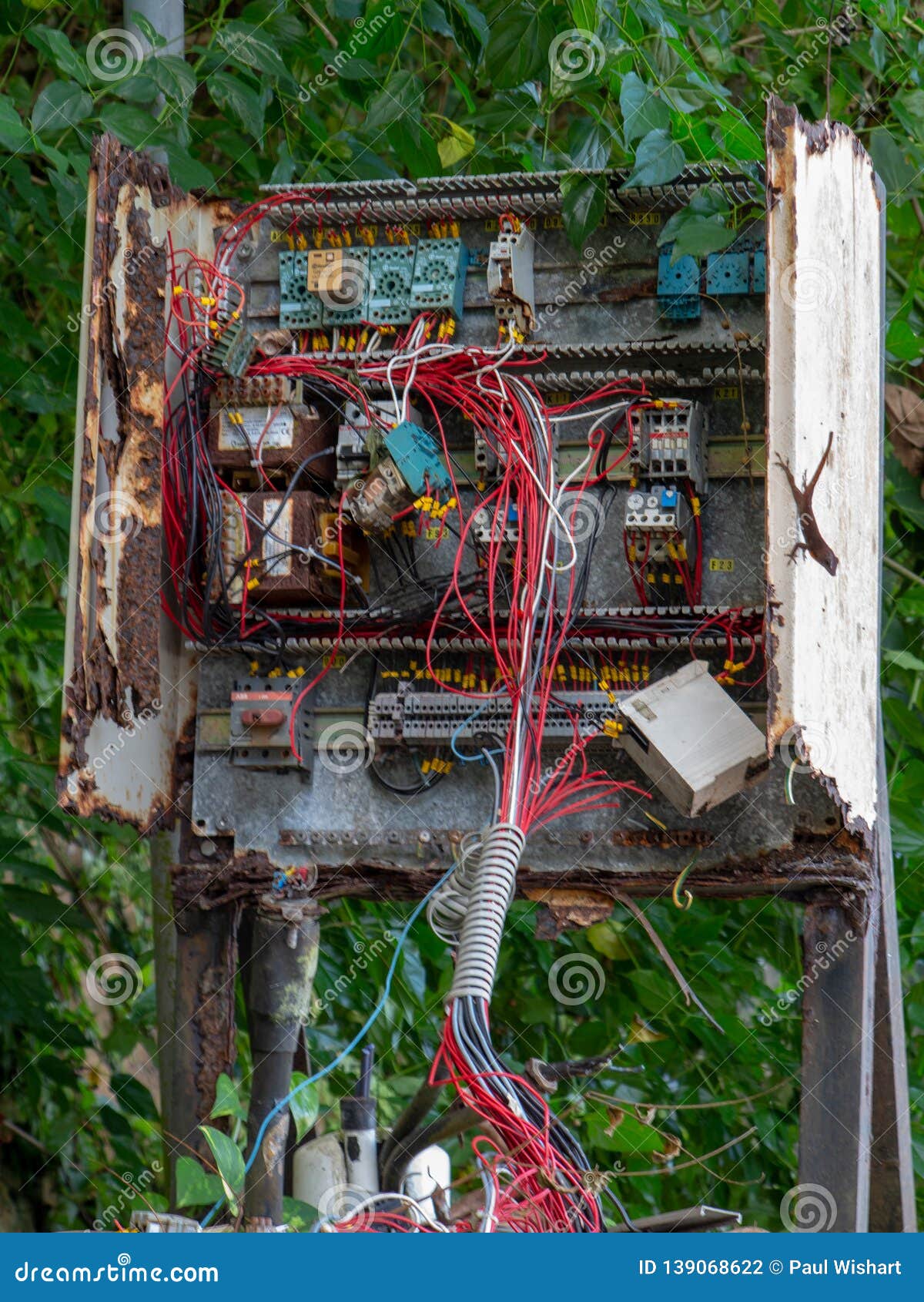 Chaotic Wiring Junction Box Open Stock Photo - Image of interconnect ...
