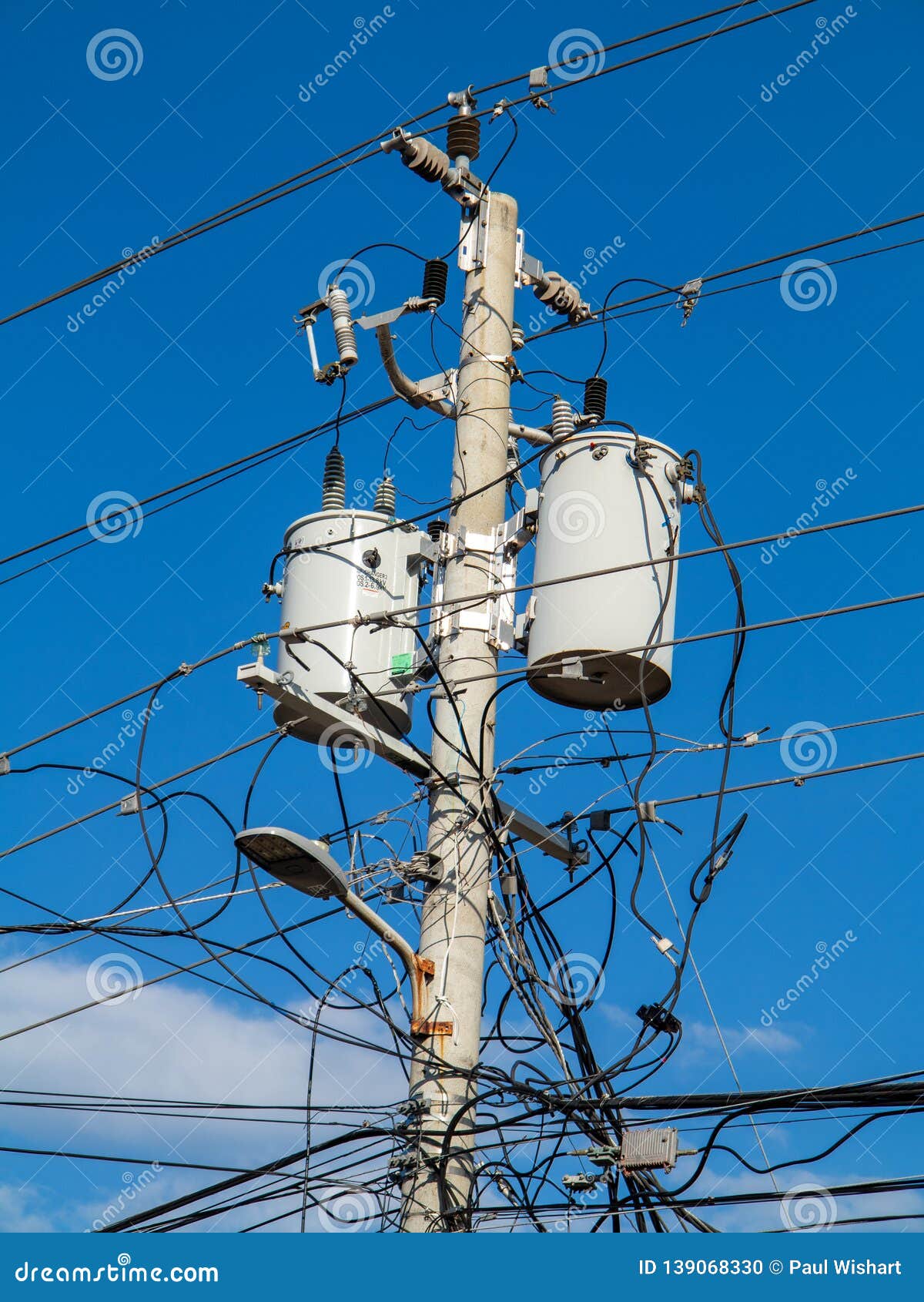 Chaotic Wiring on Tall Telegraph Pole Stock Photo - Image of pylon ...
