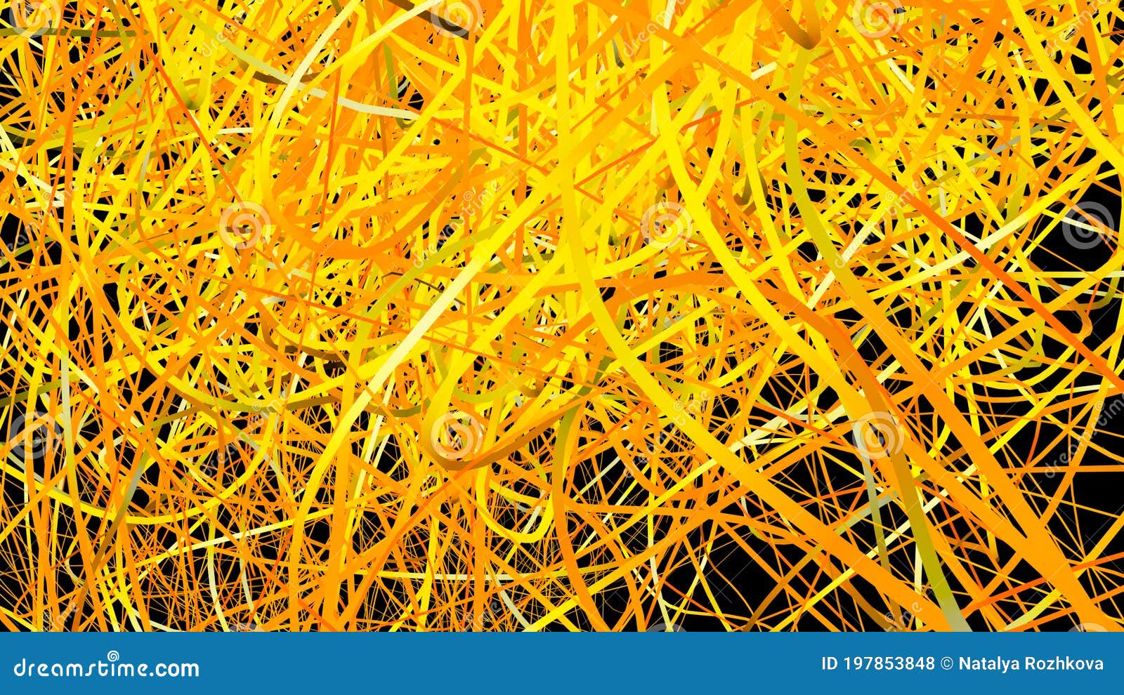 Chaotic Yellow Tentacles in Motion in 3D Stock Illustration ...