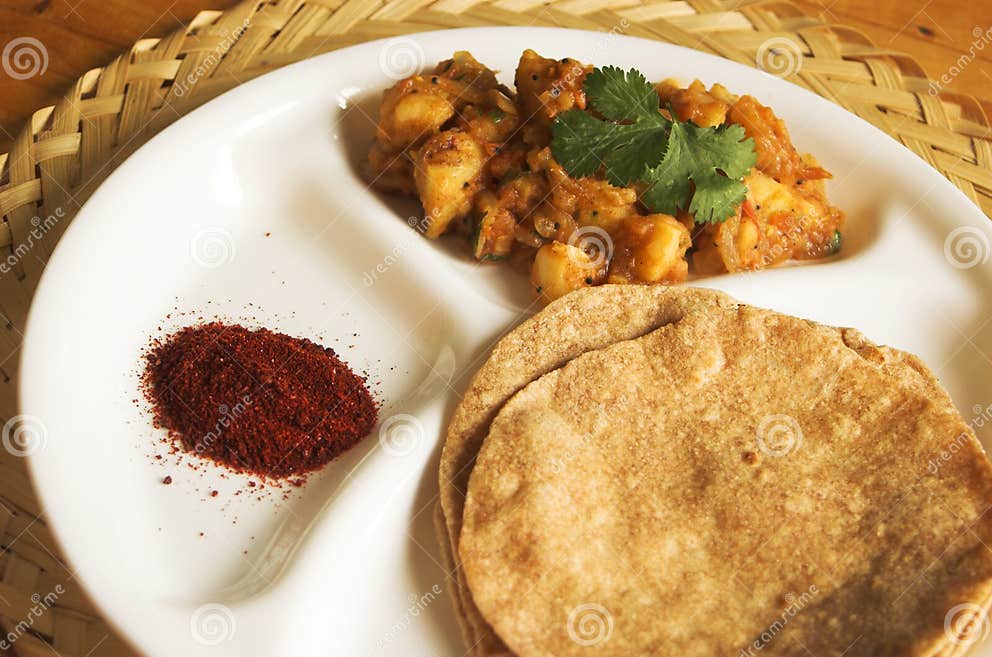 Chapathi and Curry Indian Food Stock Image - Image of eating, powder ...