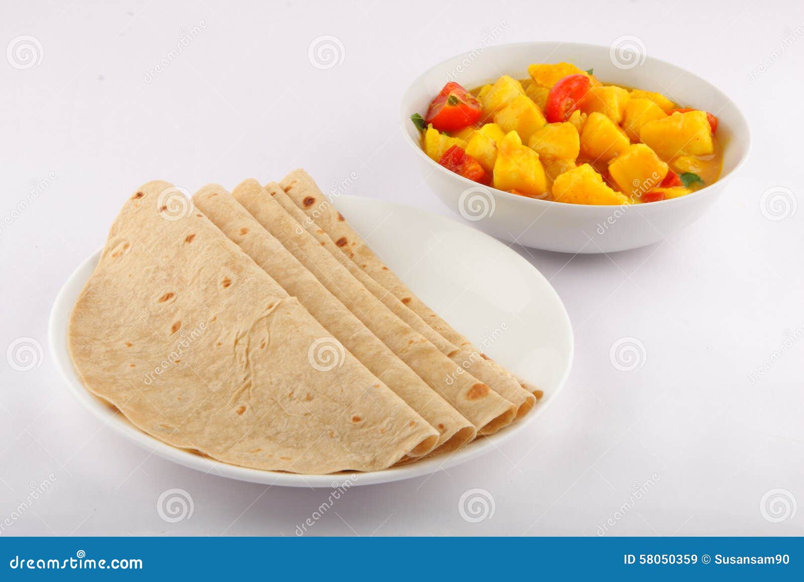 Chapati with potato curry. stock image. Image of healthy - 58050359