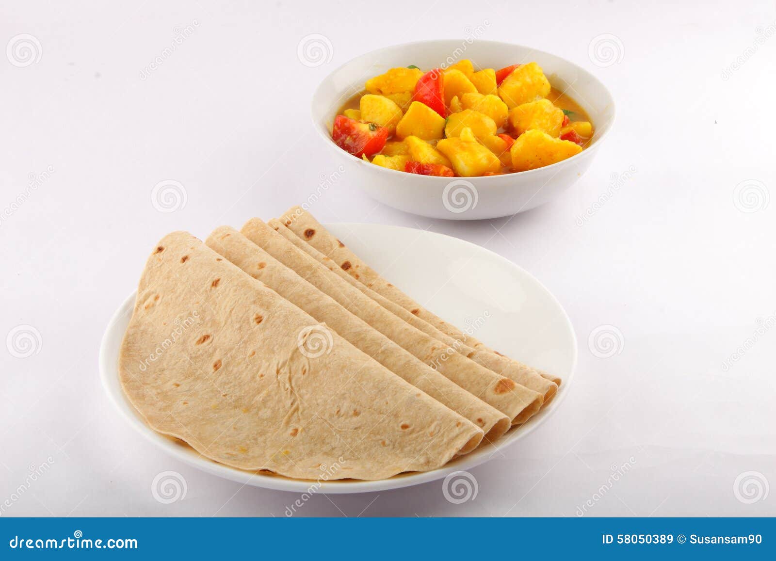 Chapati with Vegetable Curry. Stock Image - Image of bread, baked: 58050389