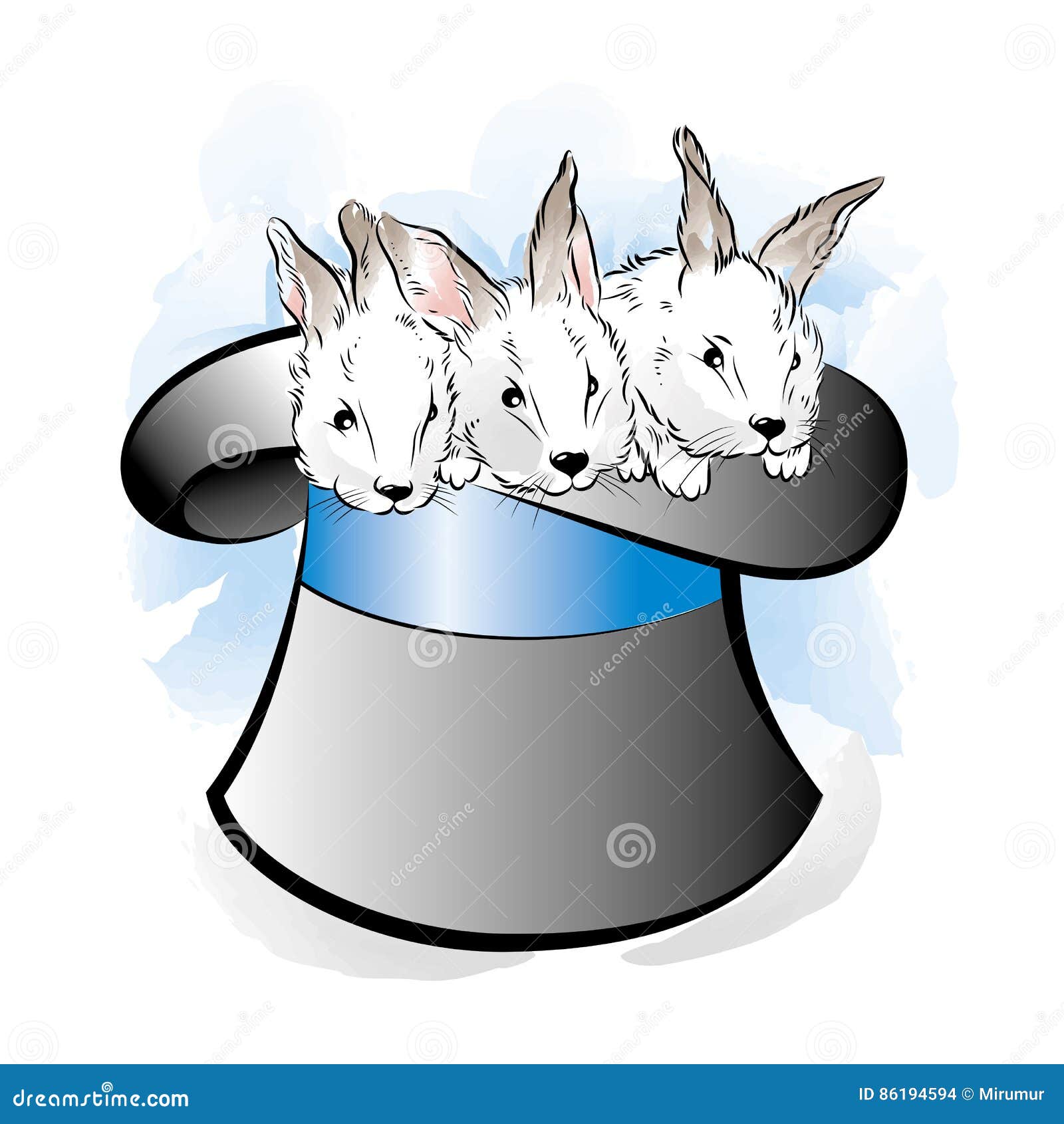 Chapeau Du Magicien Avec Trois Lapins Illustration de Vecteur ...