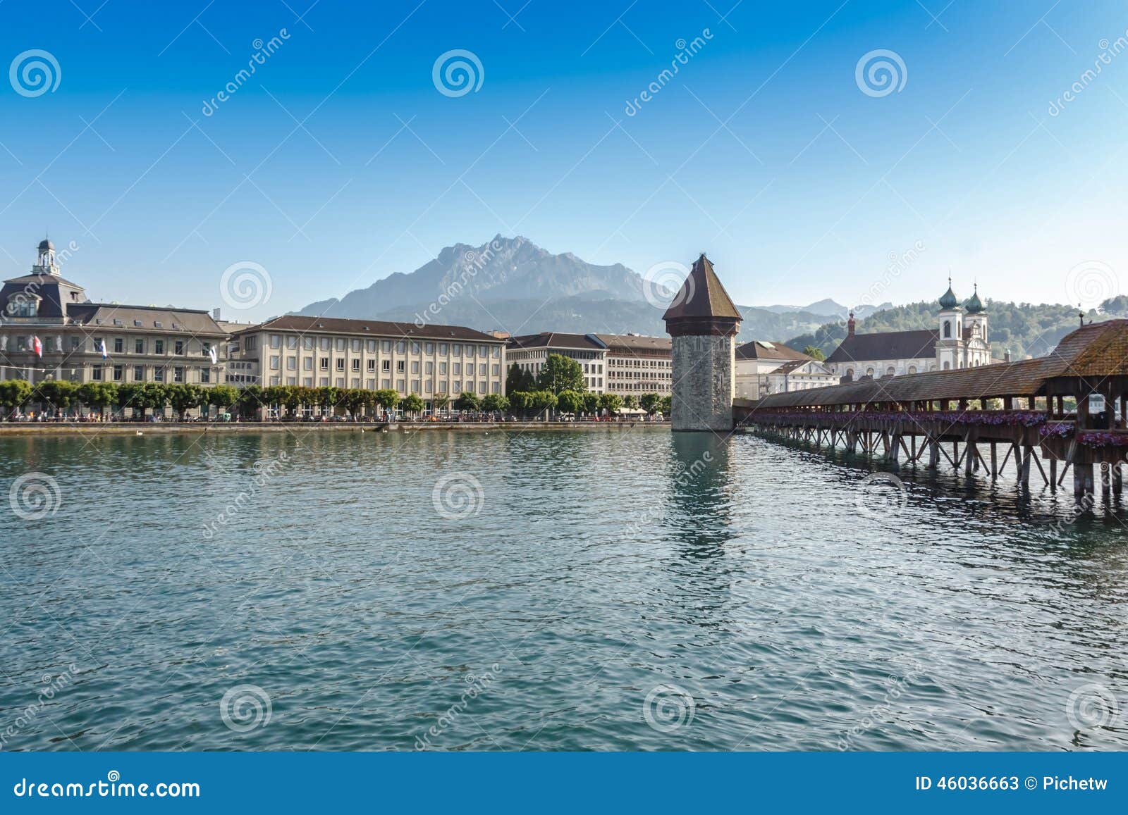 Chapel Bridge or Kapellbrucke Switzerland Stock Image - Image of ...