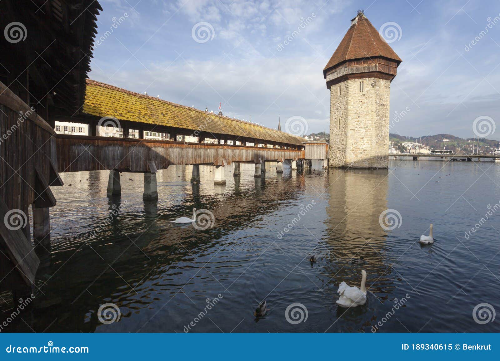 Chapel Bridge in Lucerne stock image. Image of lucerne - 189340615