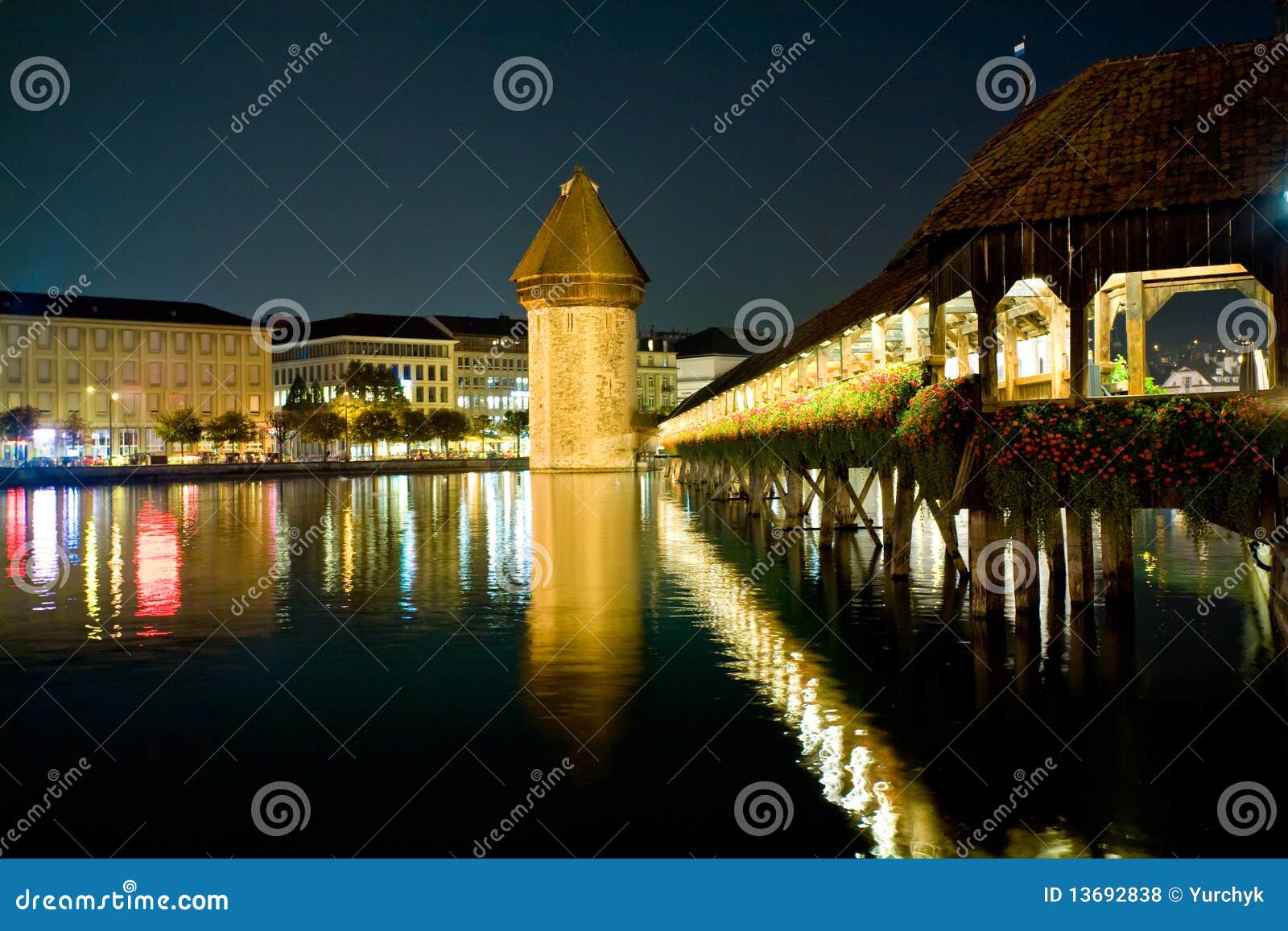 Chapel Bridge in Luzerne, Switzerland Stock Photo - Image of scene ...