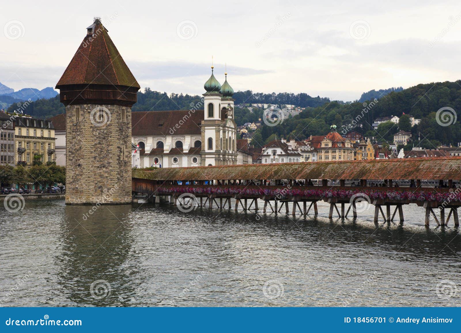 Chapel Bridge in Luzerne, Switzerland Stock Image - Image of history ...