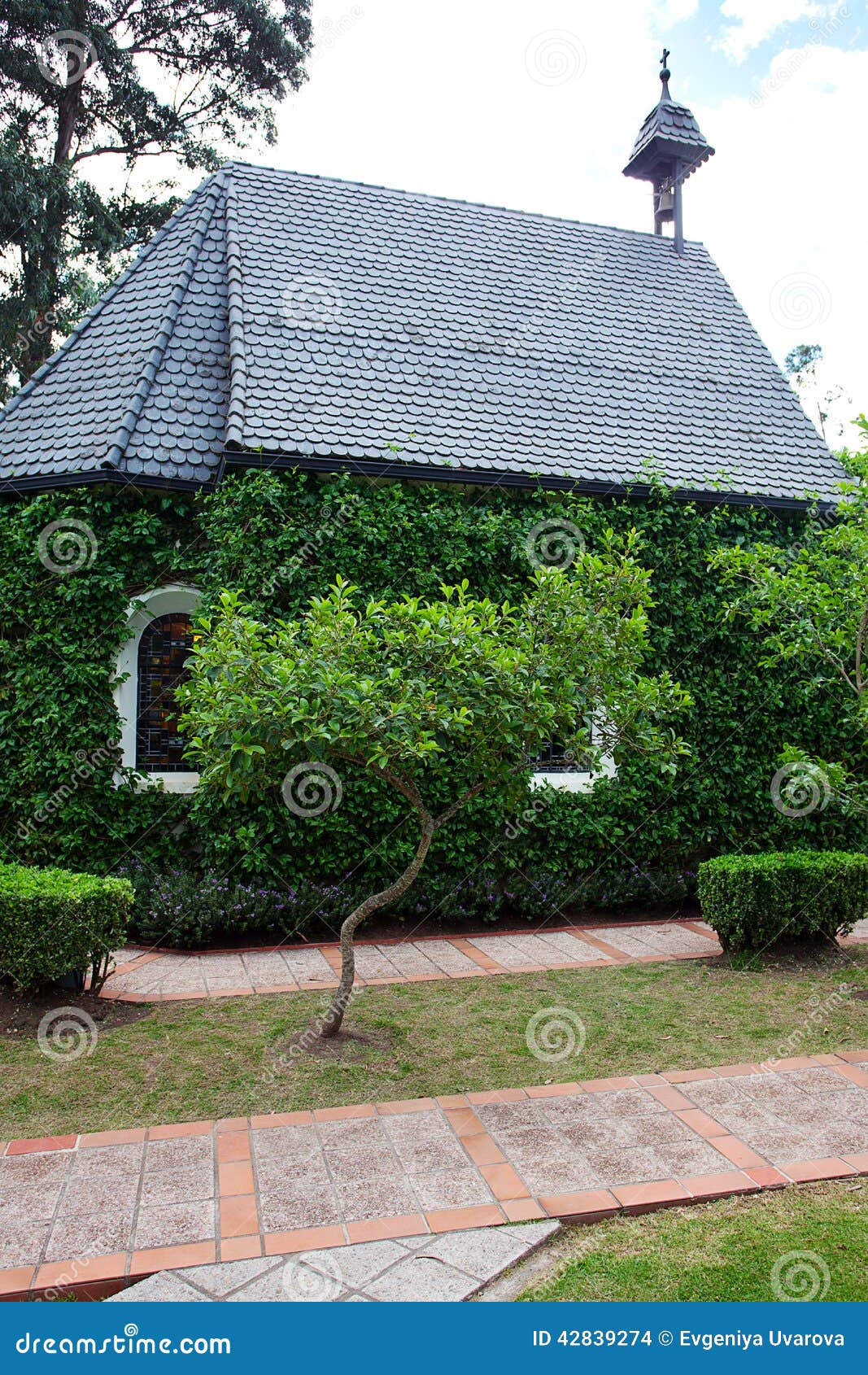 Chapel with green trees stock photo. Image of faith, mass - 42839274