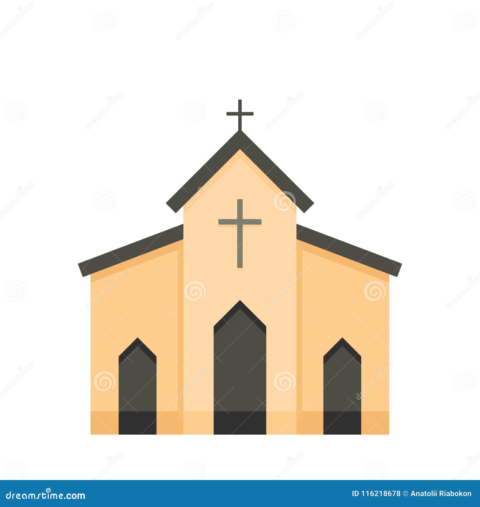 Chapel icon, flat style stock vector. Illustration of easter - 116218678