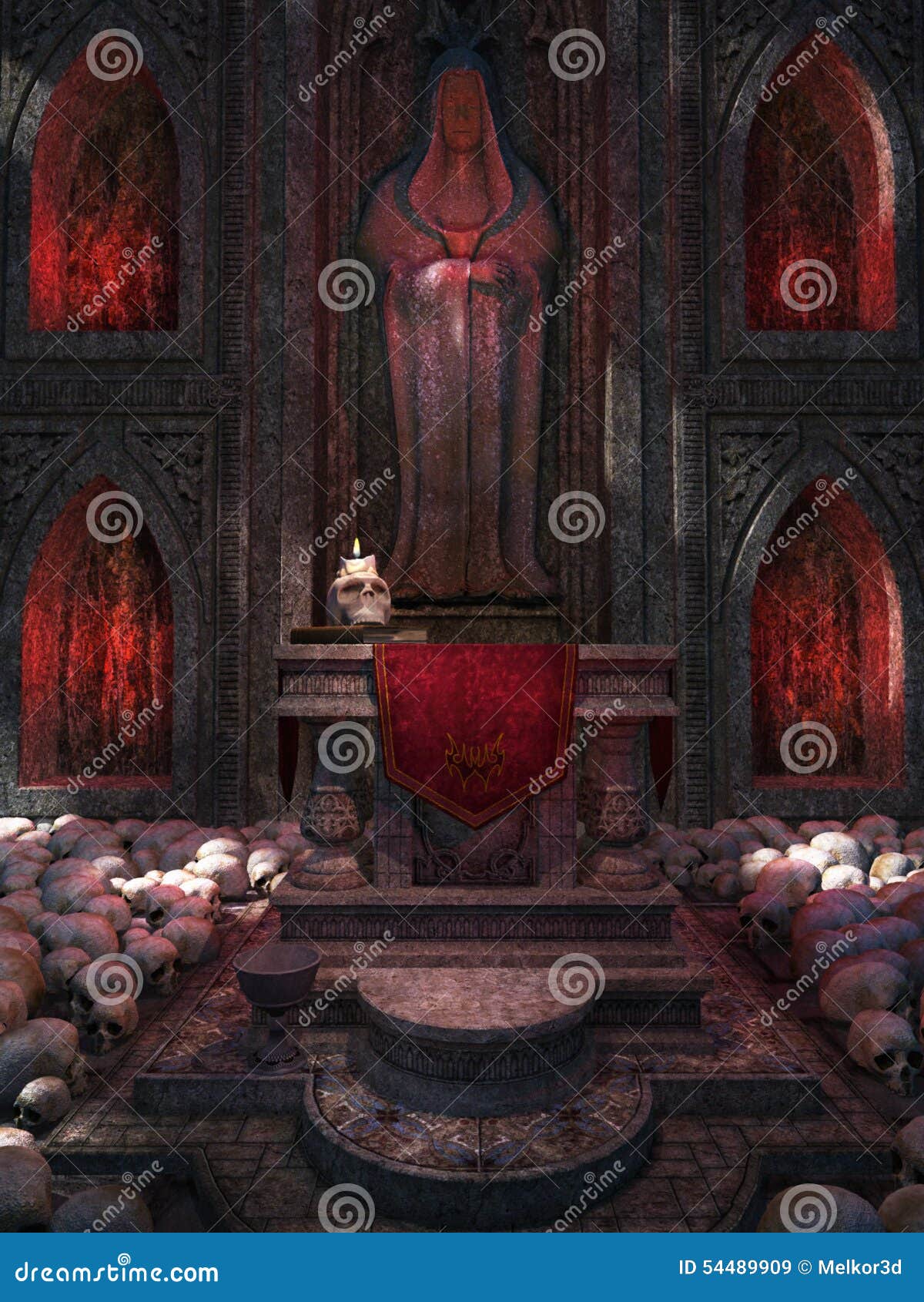 Chapel made of skulls stock illustration. Illustration of magic - 54489909